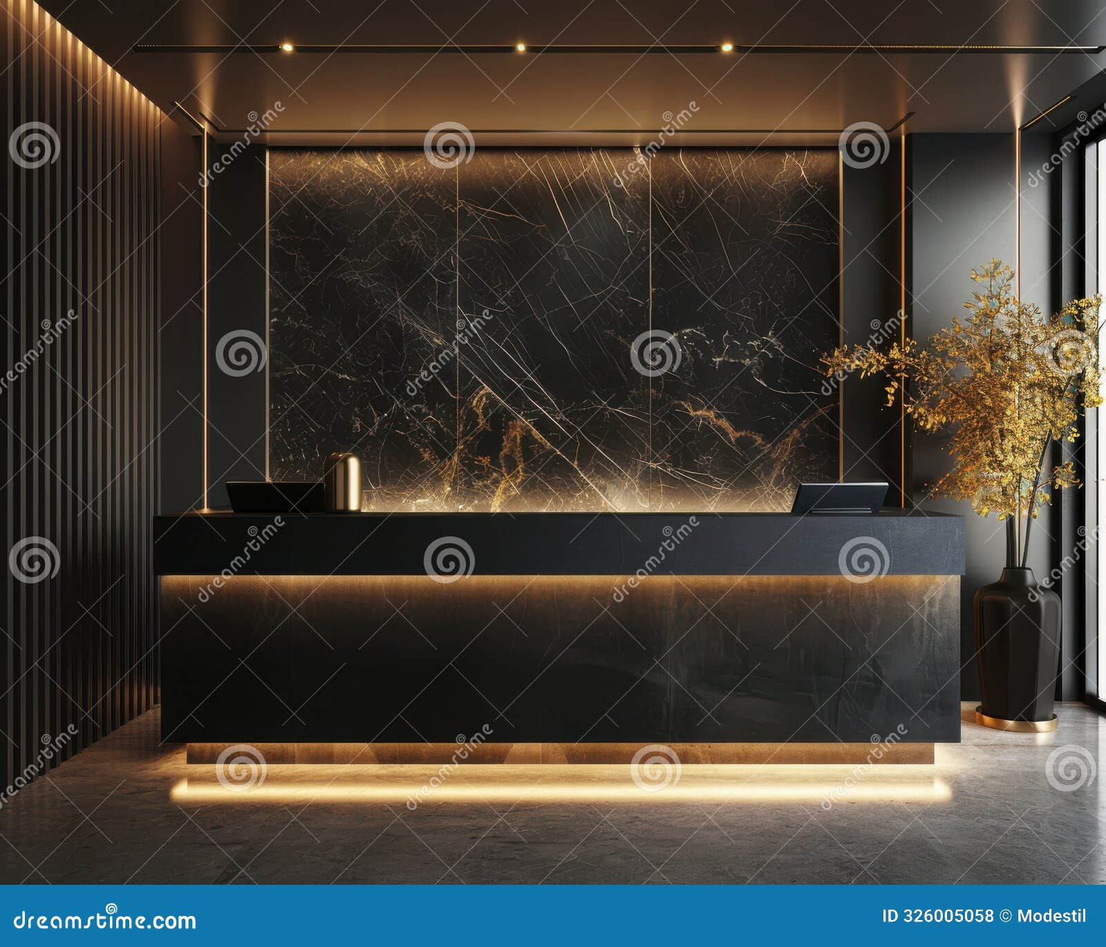 Interior Photo of a Counter in a Building Stock Illustration ...