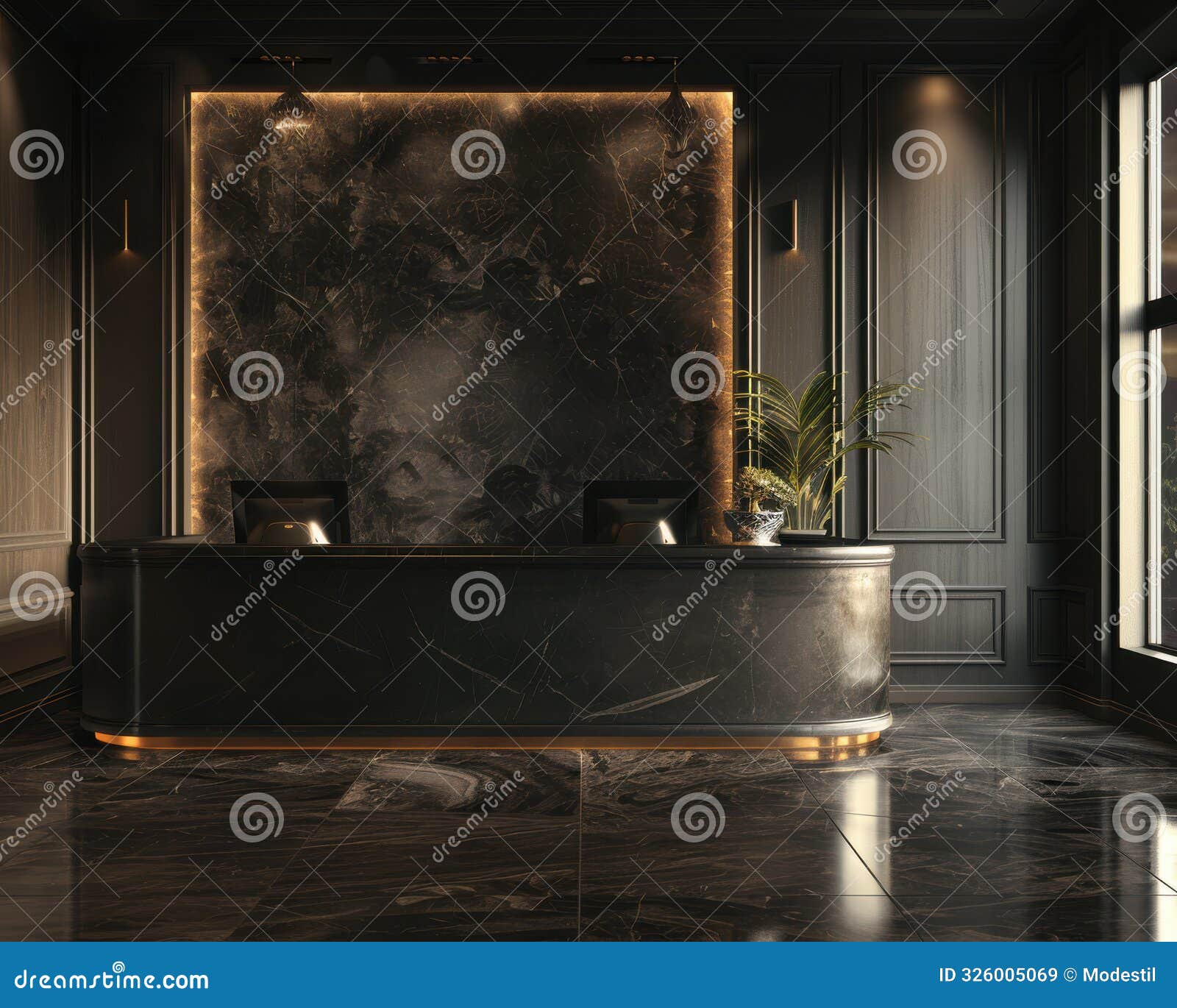 Interior Photo of a Counter in a Building Stock Illustration ...