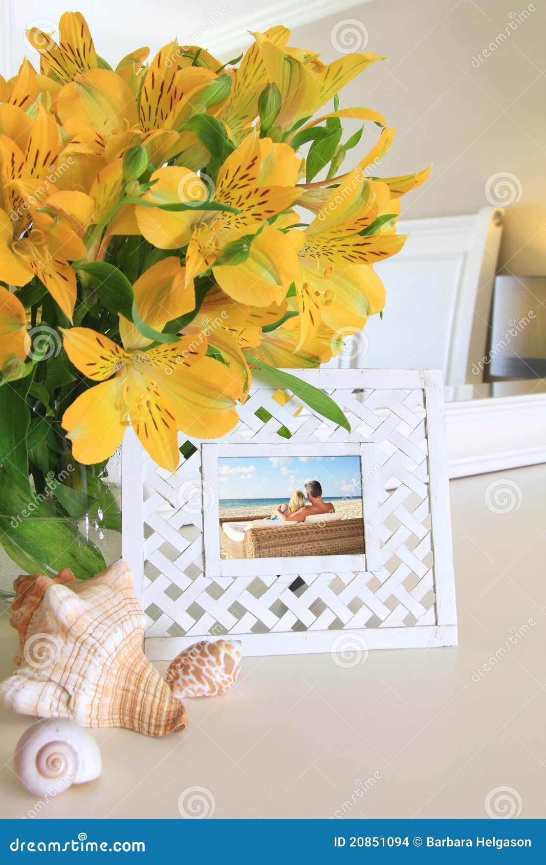 Interior Picture Frame with Flowers Stock Photo - Image of copy ...