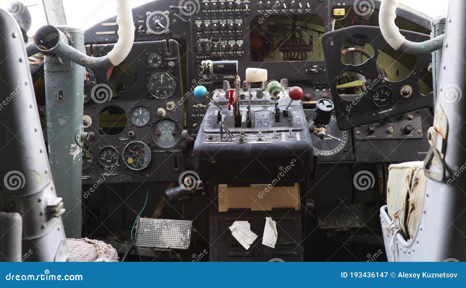 Interior of Pilot`s Cabin of an Abandoned Small Propeller Plane Stock ...