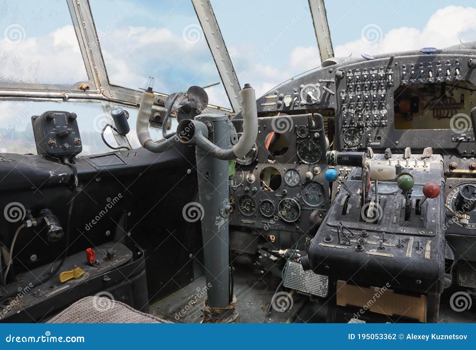 Interior of Pilot`s Cabin of an Abandoned Small Propeller Plane Stock ...