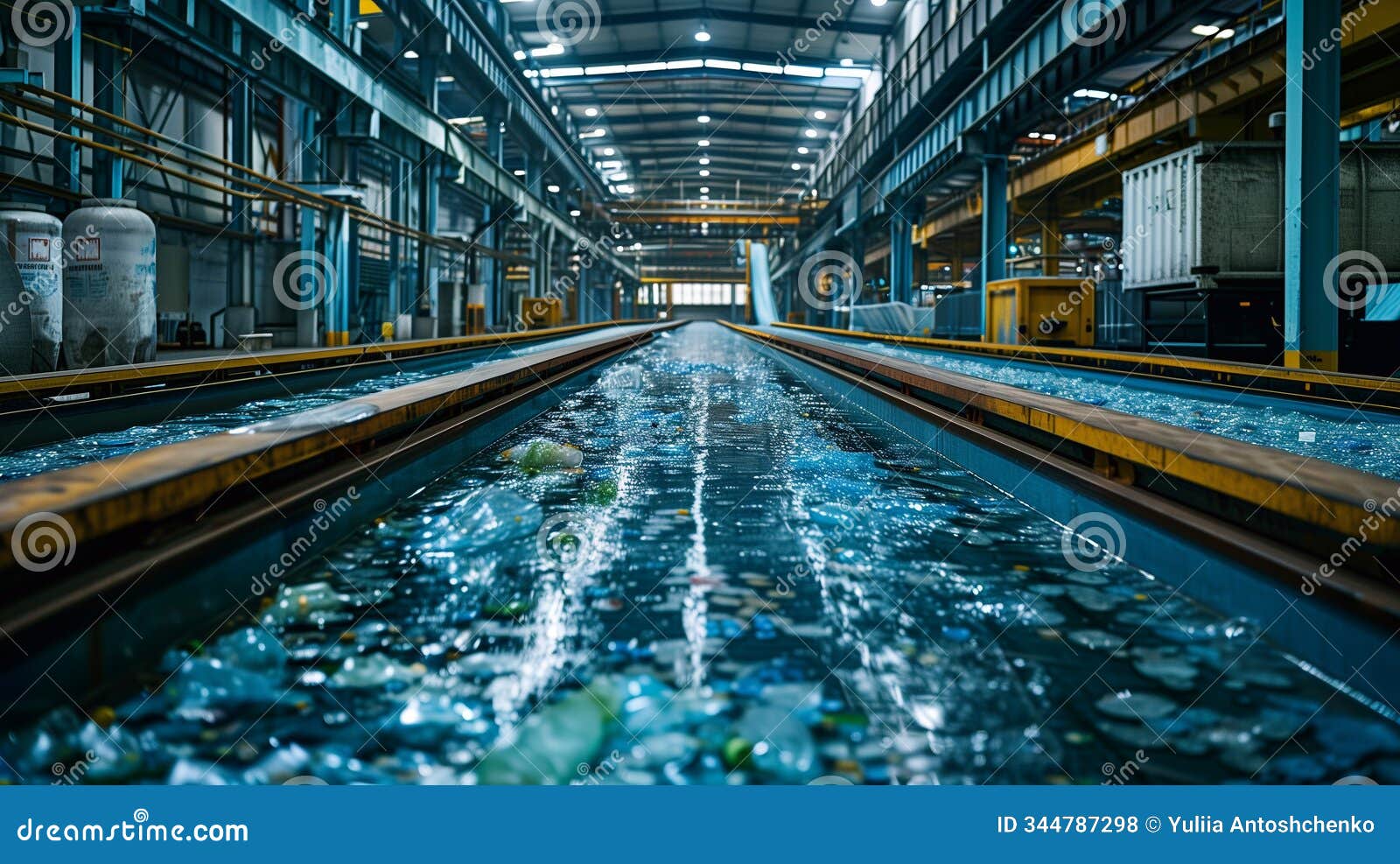 The Interior of a Plastic Processing Plant Shows Conveyor Lines with ...