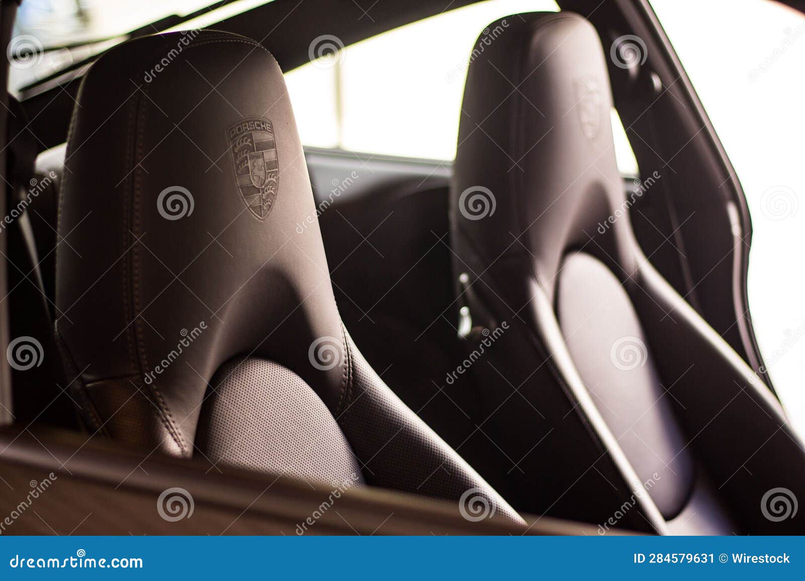 Interior of a Porche Car Featuring Two Luxurious Leather Seats ...