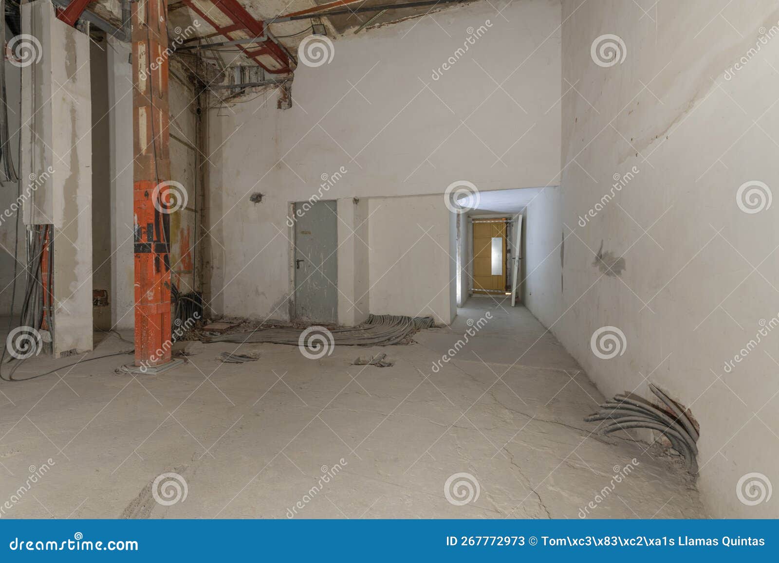 Interior Premises Under Construction with Raw Cement Floors and Half ...