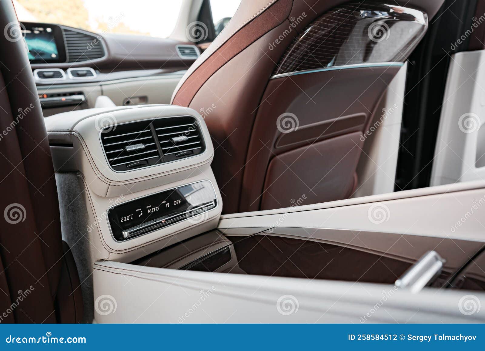 Interior of Prestige Modern Car with Leather Seats Stock Photo - Image ...