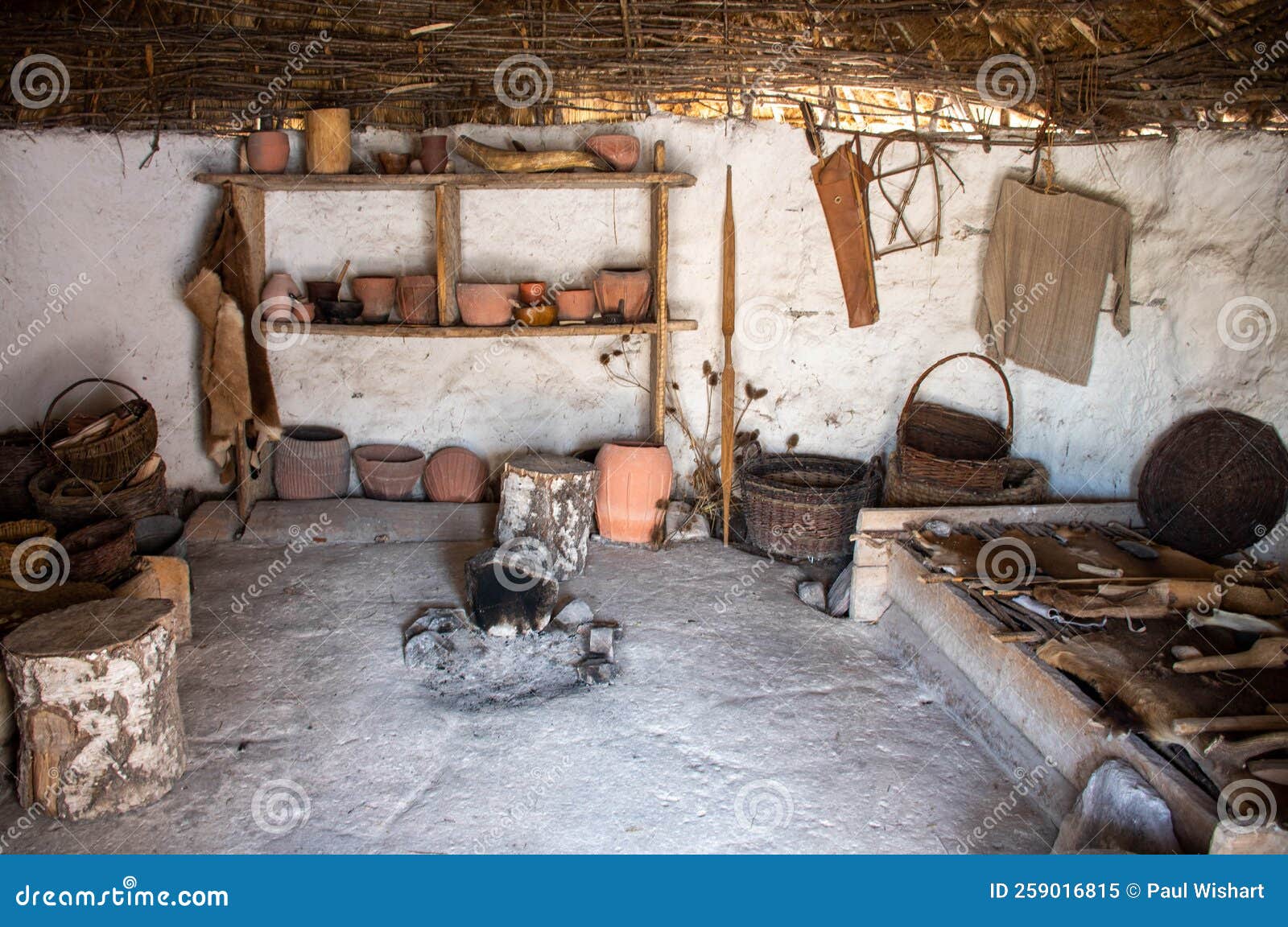 Interior of Stoneage hut stock image. Image of tools - 259016815