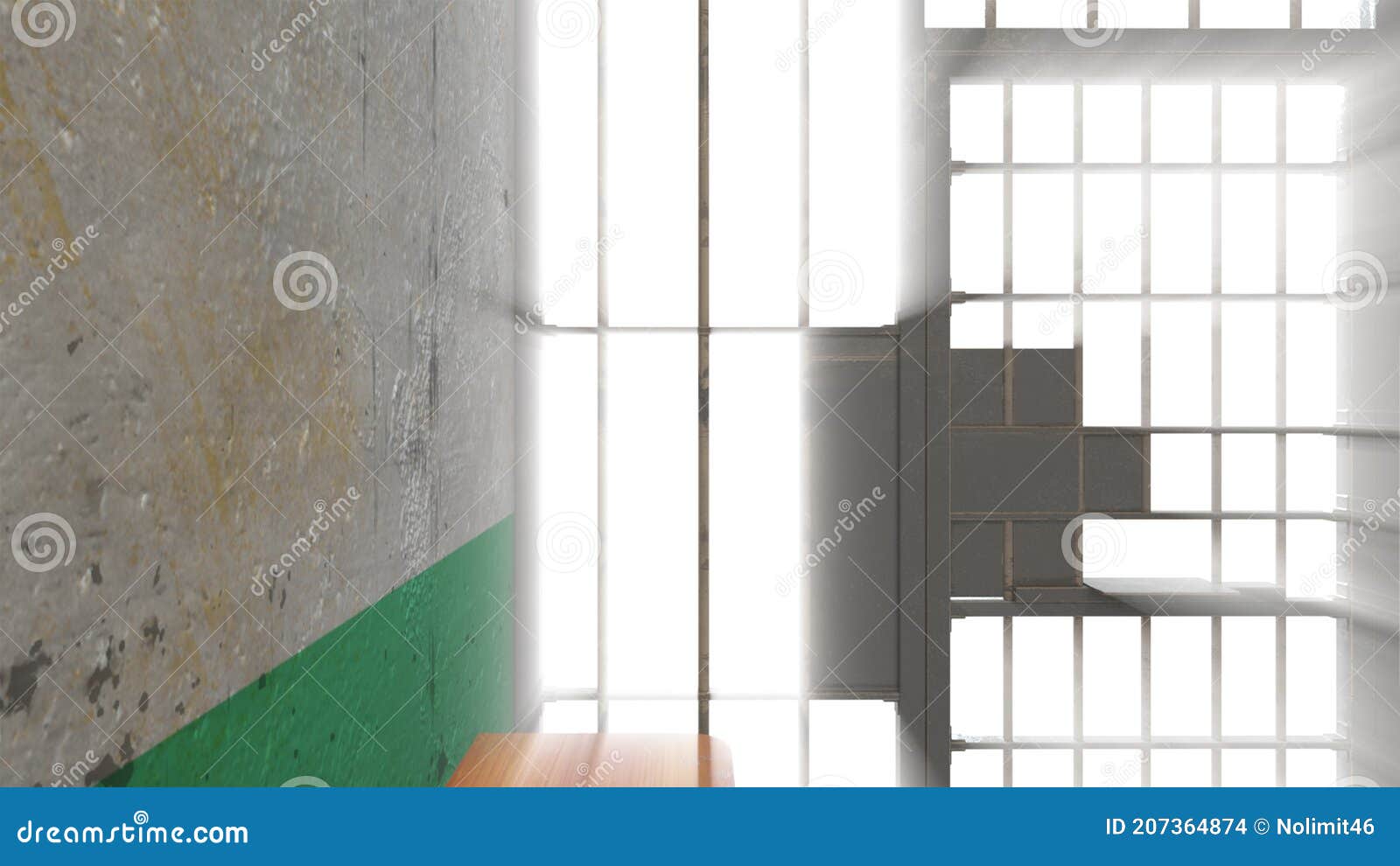 Interior of Prison Room Inside with Shine Rays, Computer Generated. 3d ...