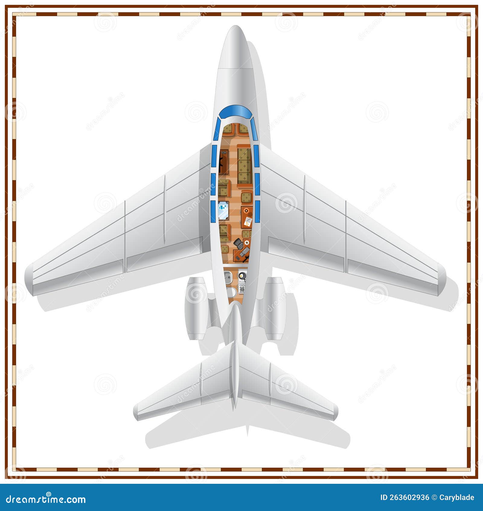 Interior of a private jet. stock vector. Illustration of couch - 263602936