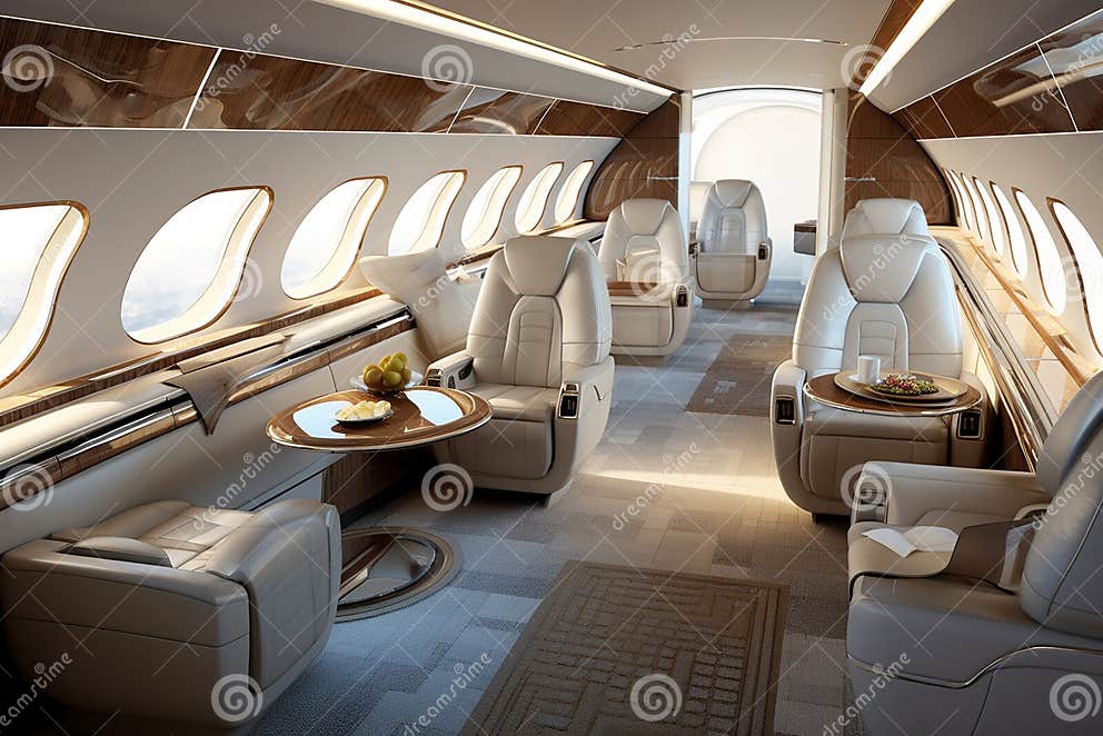 Interior of Private Luxury Aircraft Inside Stock Photo - Image of ...