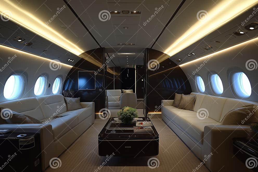 Interior of a Private Plane. Interior Design. Stock Photo - Image of ...