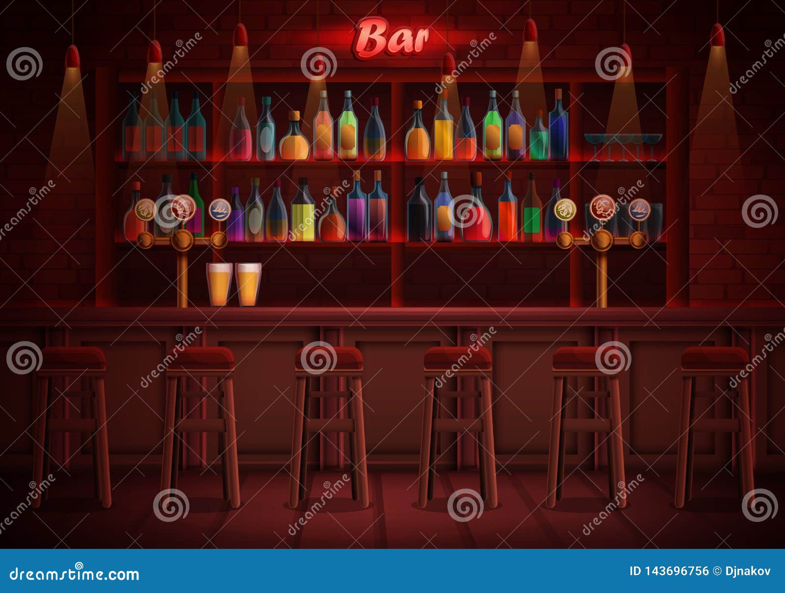 Interior of a Pub, Vector Illustration Stock Illustration ...