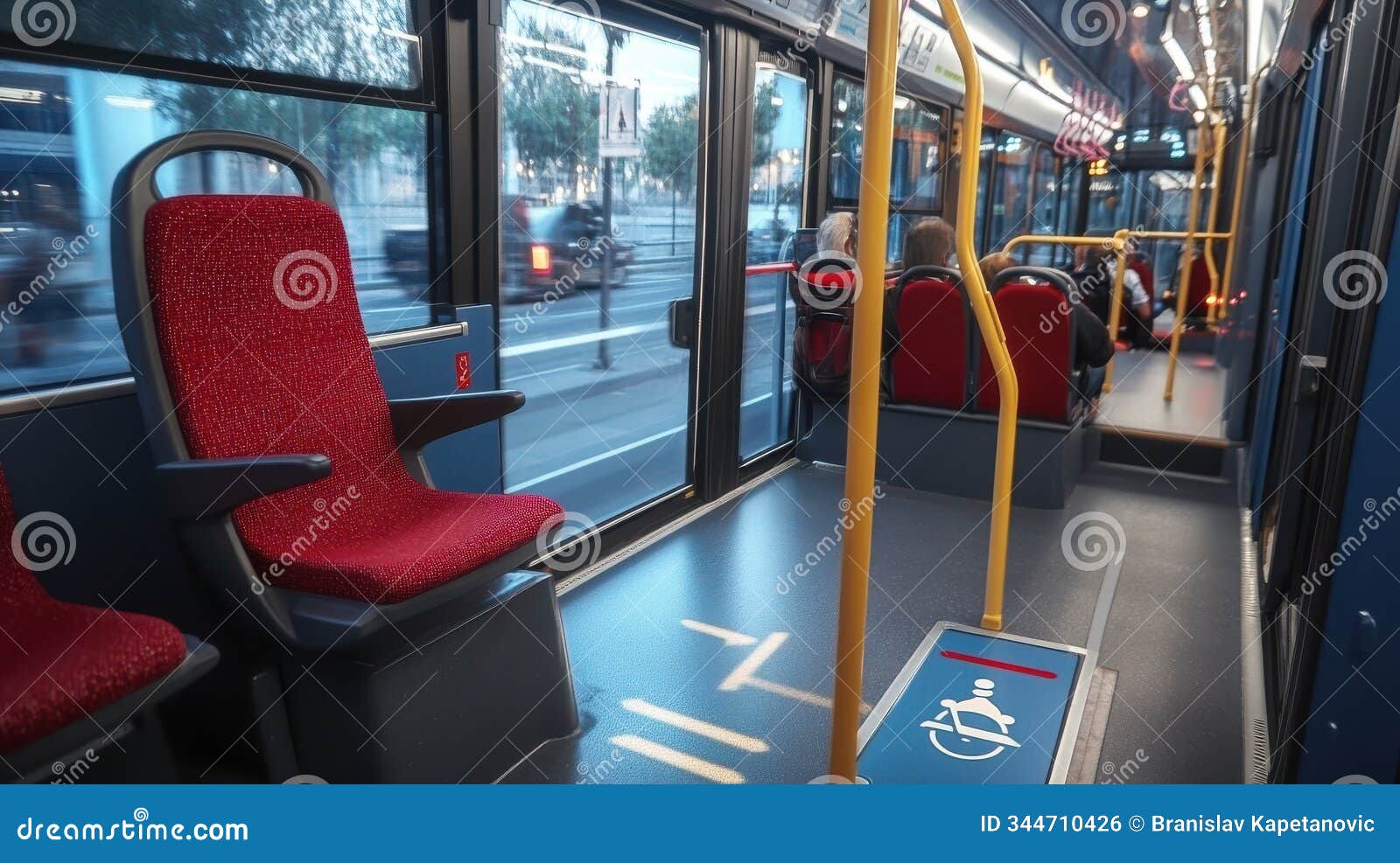 Interior of a Public Bus with Reserved Seating for Accessibility Stock ...