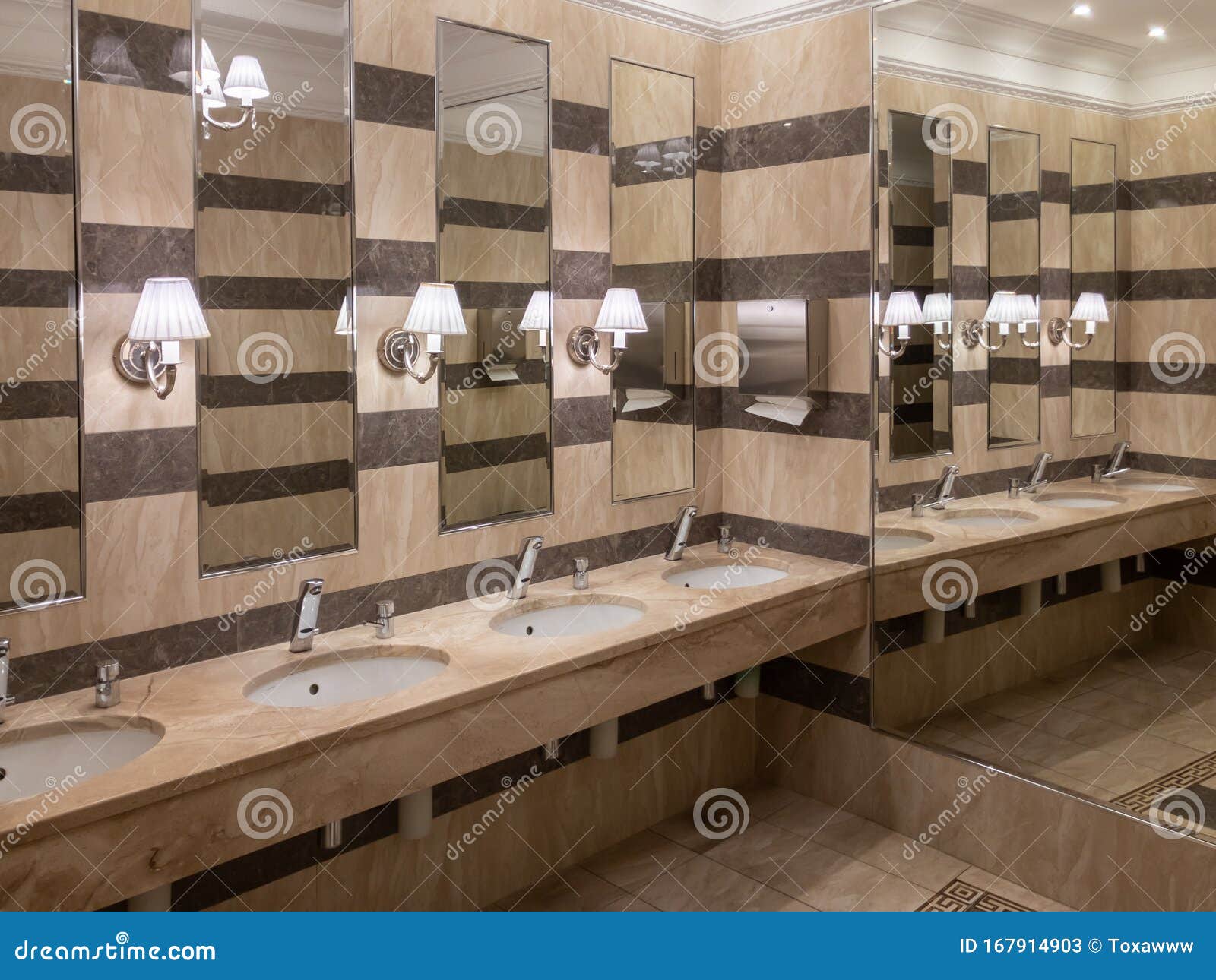 Interior of Public Luxury Restroom Stock Image - Image of floor ...