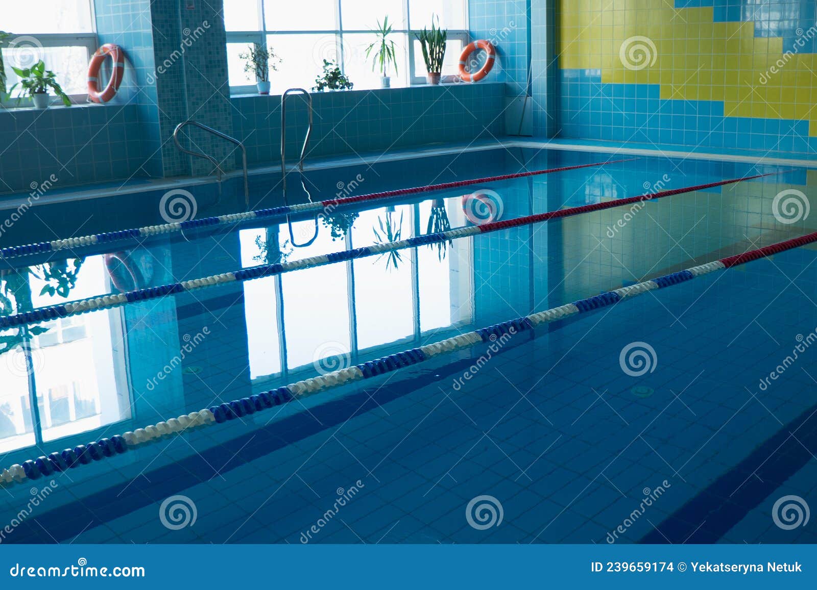 Interior of Public Swimming Pool. Empty Pool before Swimming Lessons ...