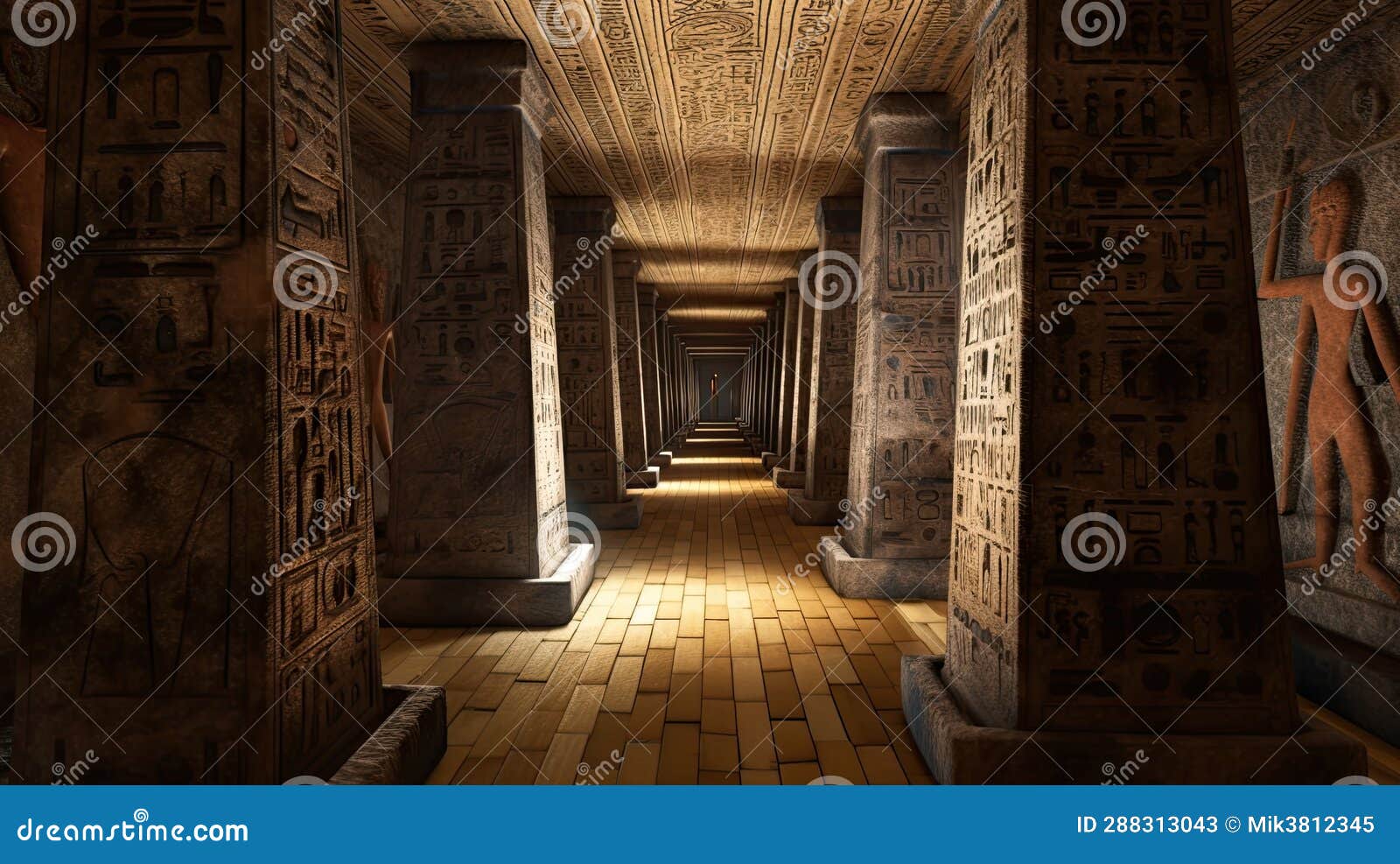 Interior of a Pyramid with Hieroglyphs. Stock Illustration ...