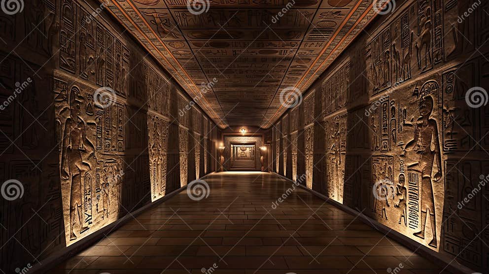 Interior of a Pyramid with Hieroglyphs. Stock Illustration ...