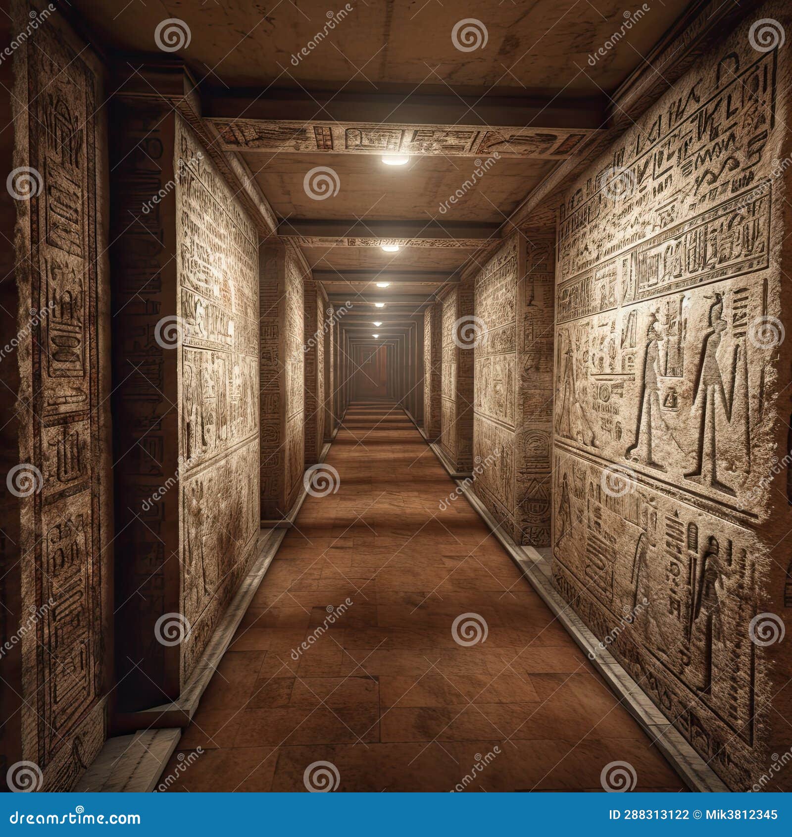 Interior of a Pyramid with Hieroglyphs. Stock Illustration ...