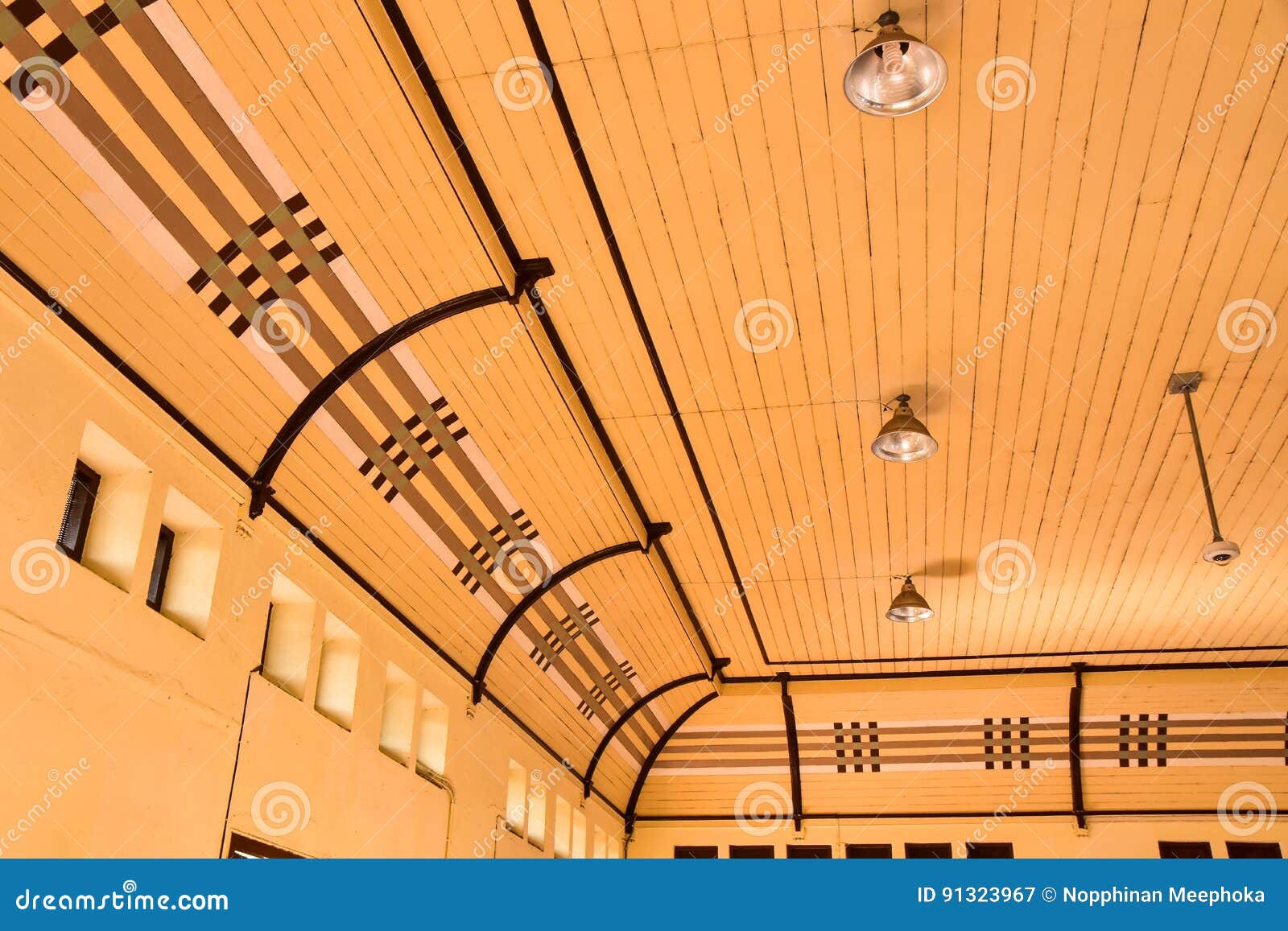 The Interior of the Railway Station Ceilings. with Cream Pattern Stock ...