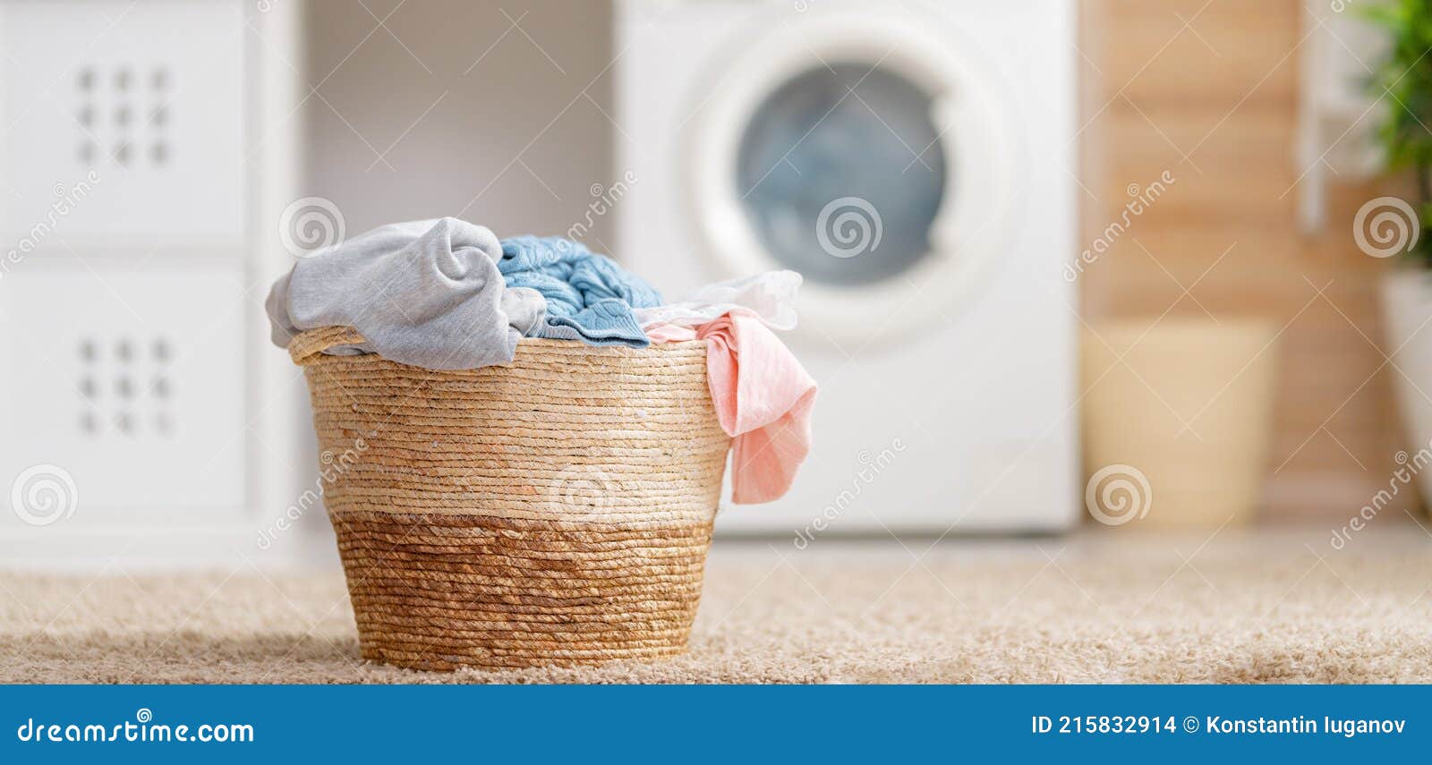 Interior of a Real Laundry Room Stock Photo - Image of blue, clothing ...