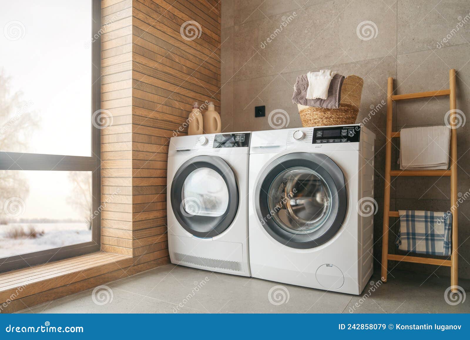 Interior of a Real Laundry Room Stock Image - Image of chore, dryer ...