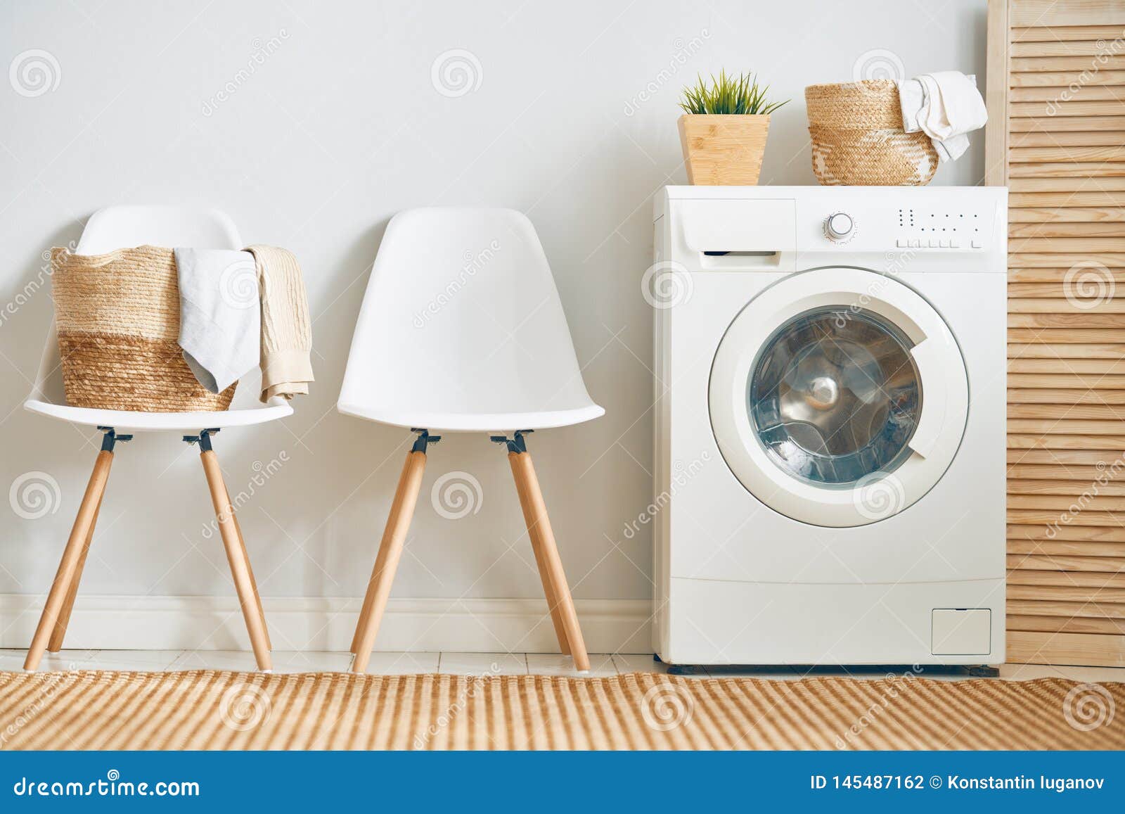 Laundry Room with a Washing Machine Stock Photo - Image of clothing ...