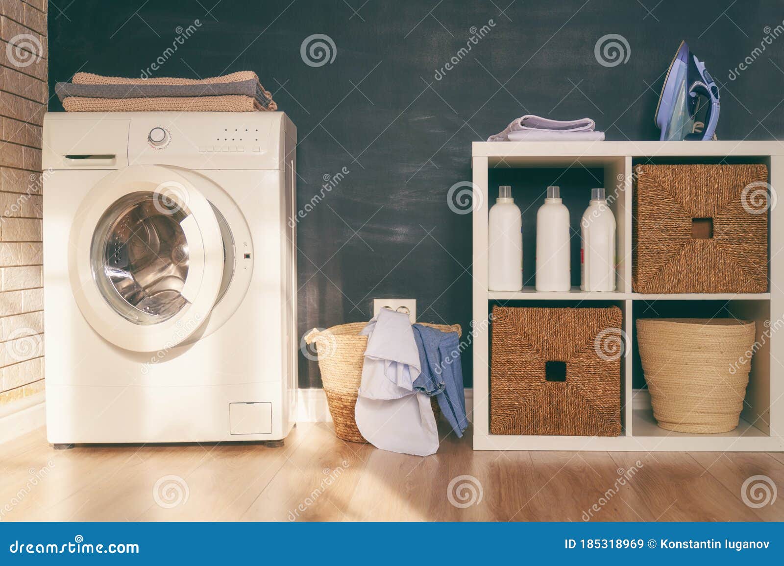 Laundry Room with a Washing Machine Stock Image - Image of domestic ...