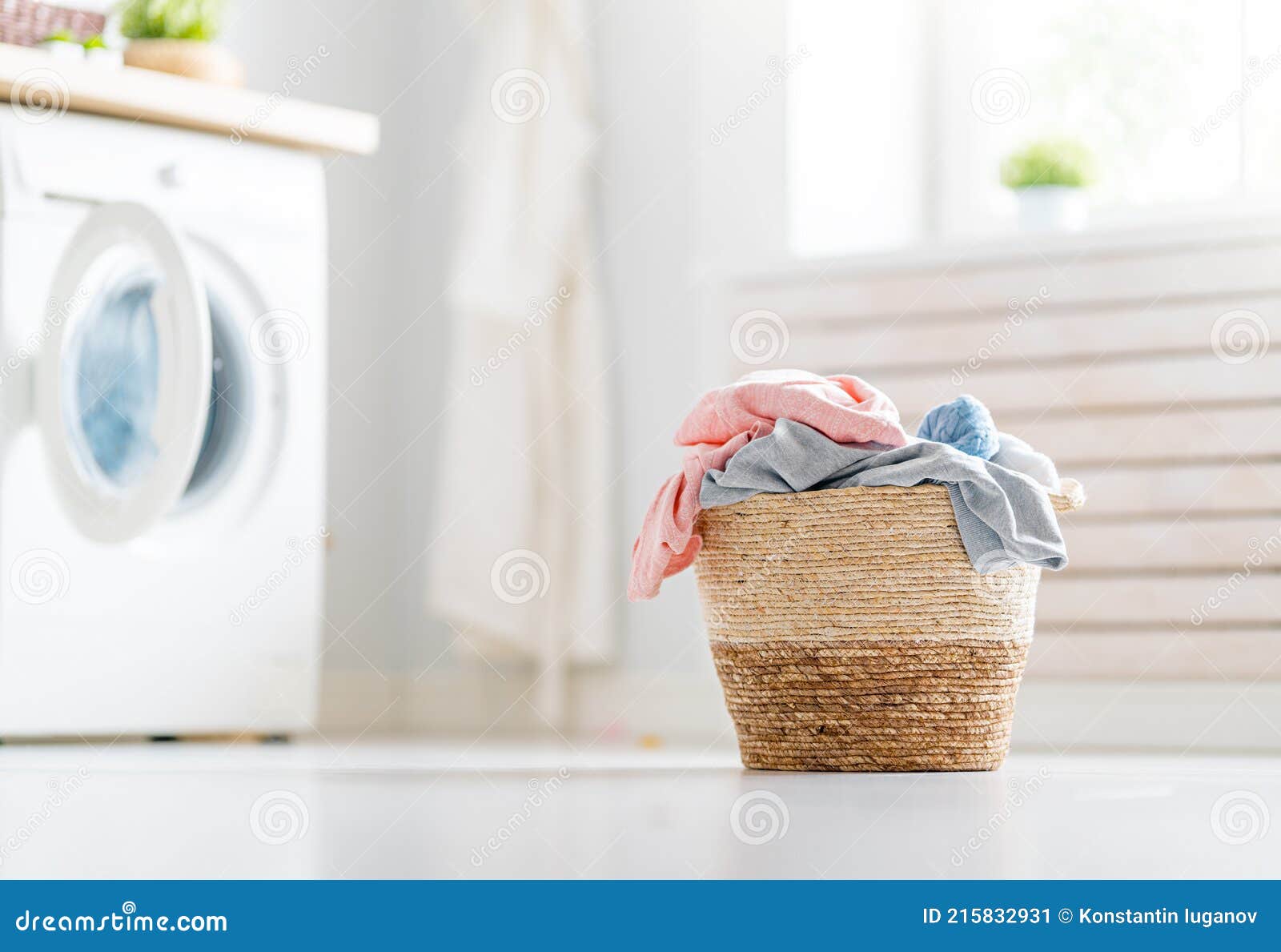 Interior of a Real Laundry Room Stock Image - Image of light, clothe ...
