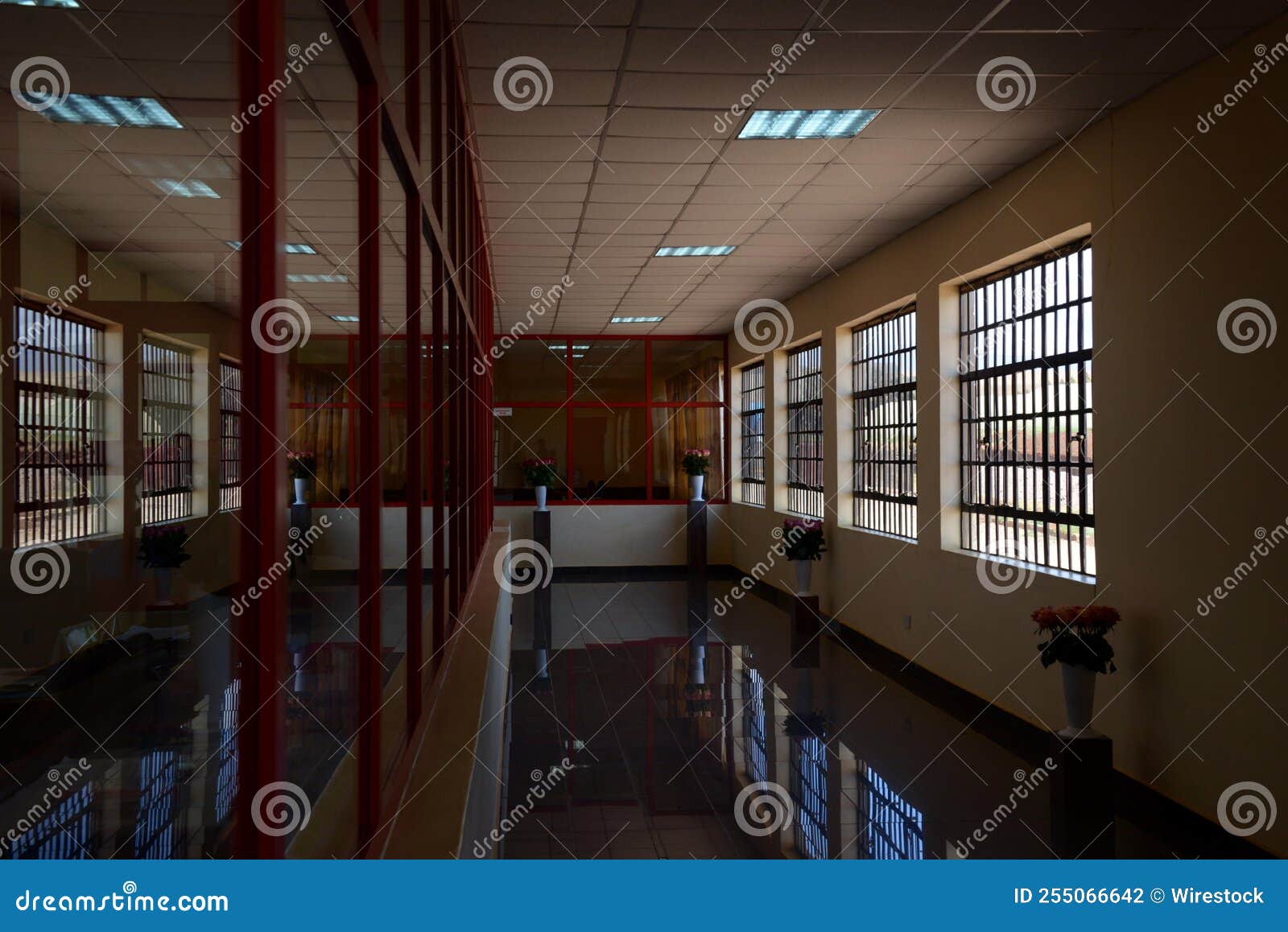 Interior of Reception with Glass Windows Stock Photo - Image of ...