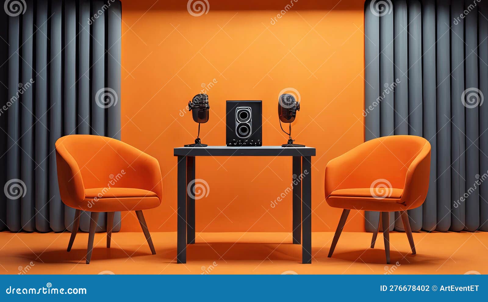 Interior of a Recording Studio, Commentary Booth or Radio Station ...