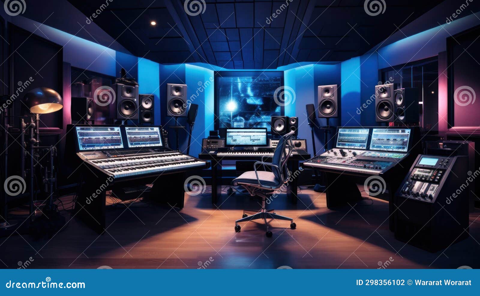 Interior of Recording Studio Control Room Stock Illustration ...