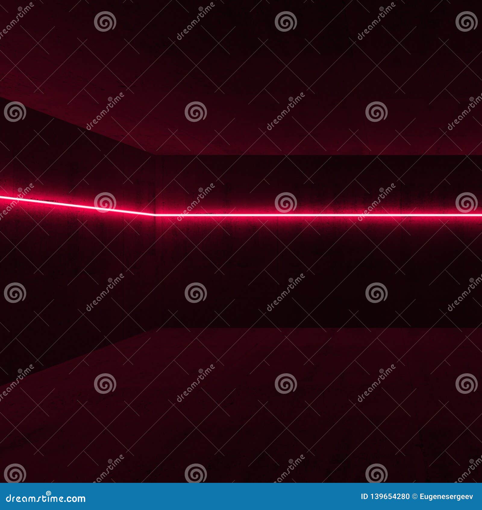 Interior with Red Neon Light Line, 3d Stock Illustration - Illustration ...