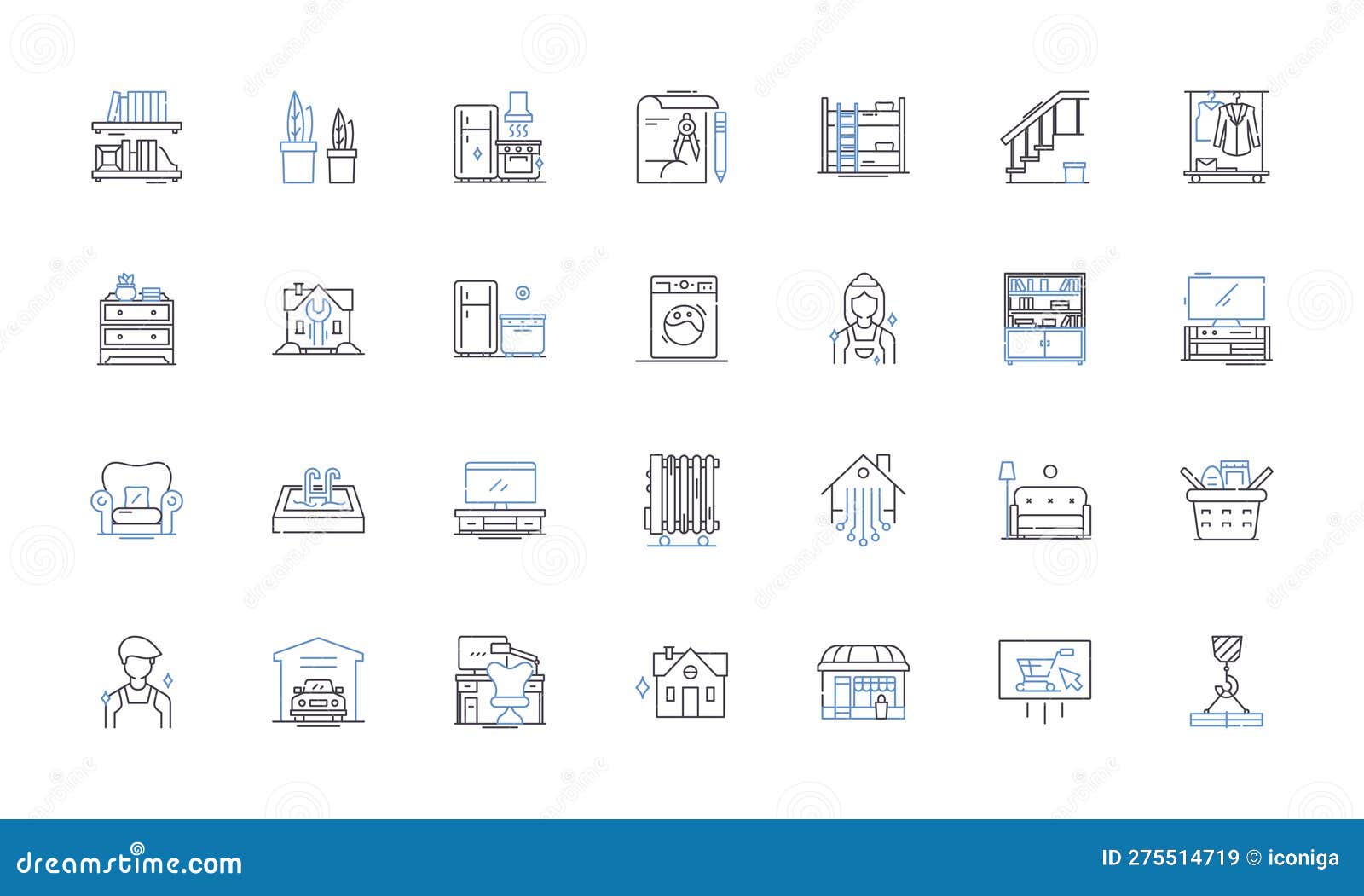 Interior Redesign Line Icons Collection. Revamp, Refresh, Update, Renew ...