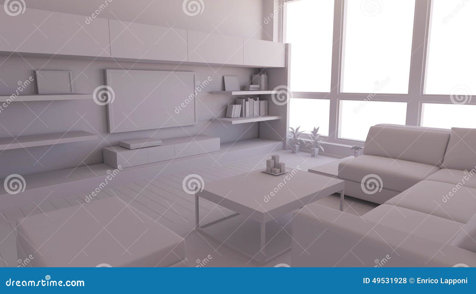 Interior Render of a Dining Room Stock Illustration - Illustration of ...