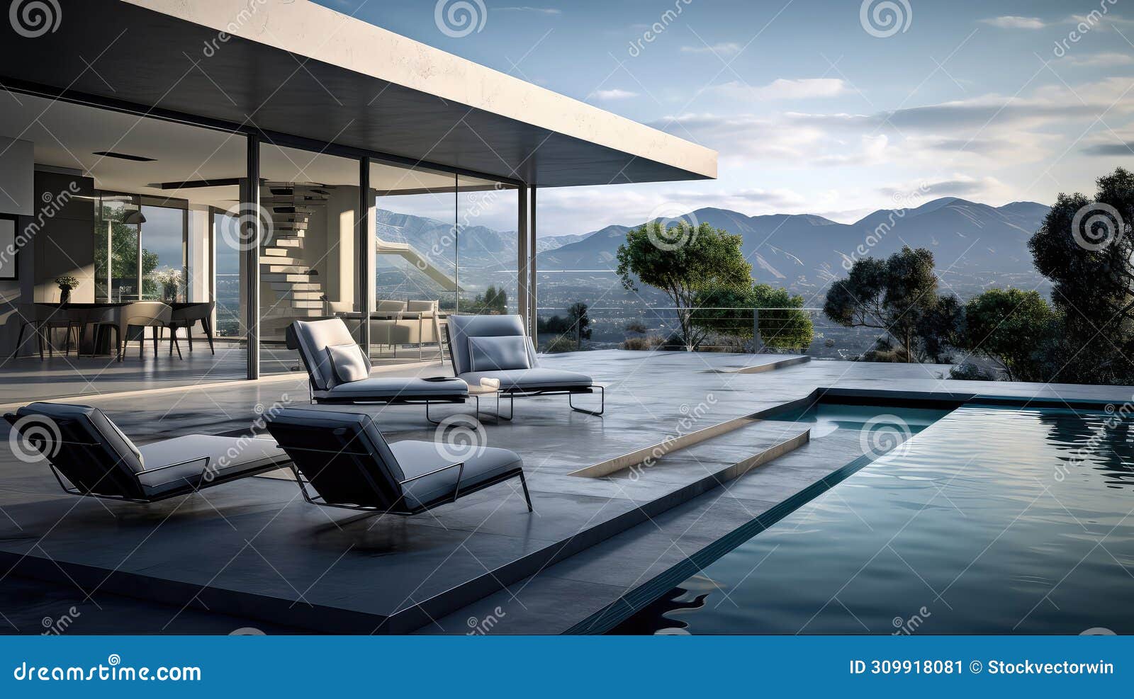 Interior Render House Background Stock Illustration - Illustration of ...