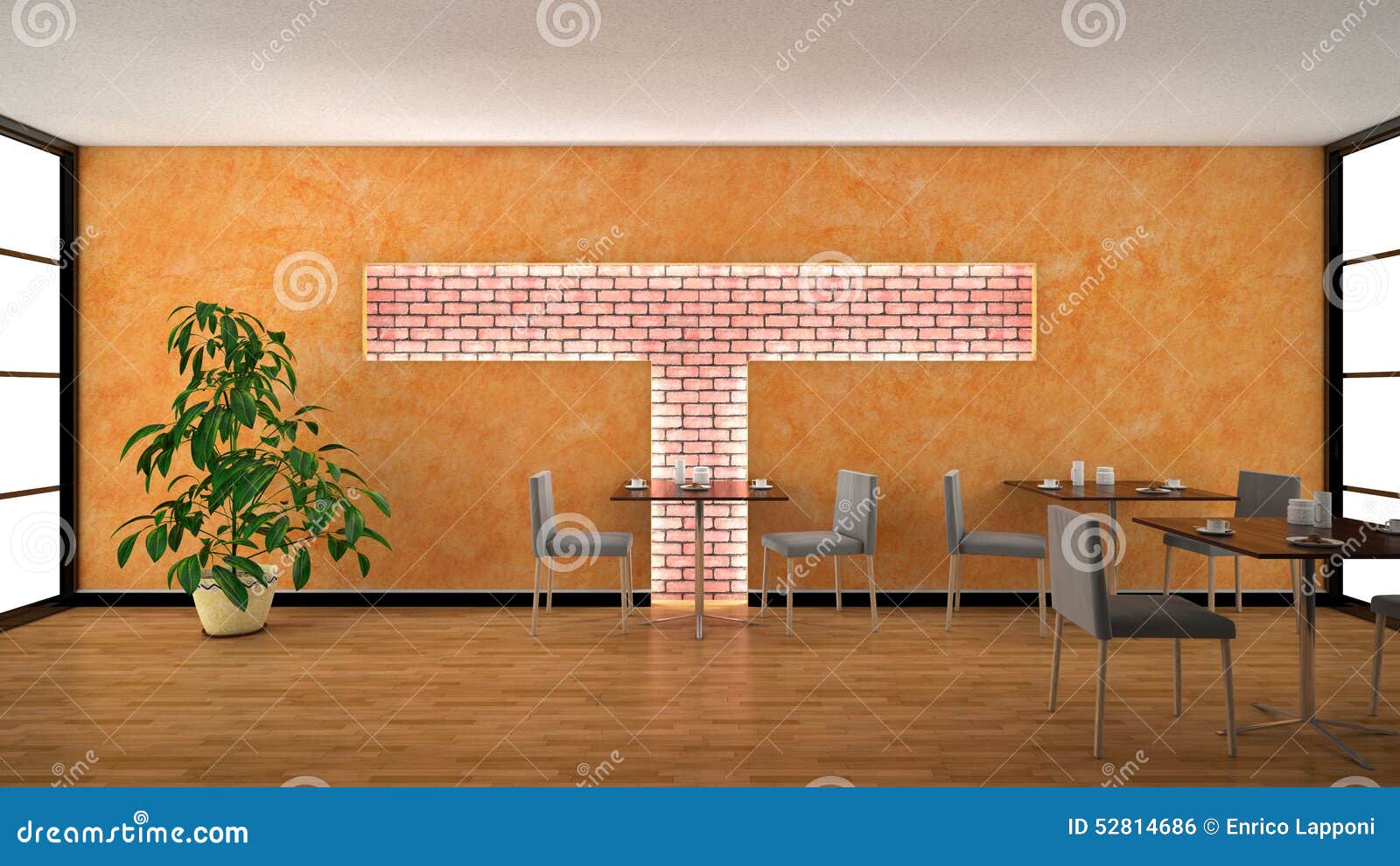 Interior Rendering of a Bar Stock Illustration - Illustration of ...