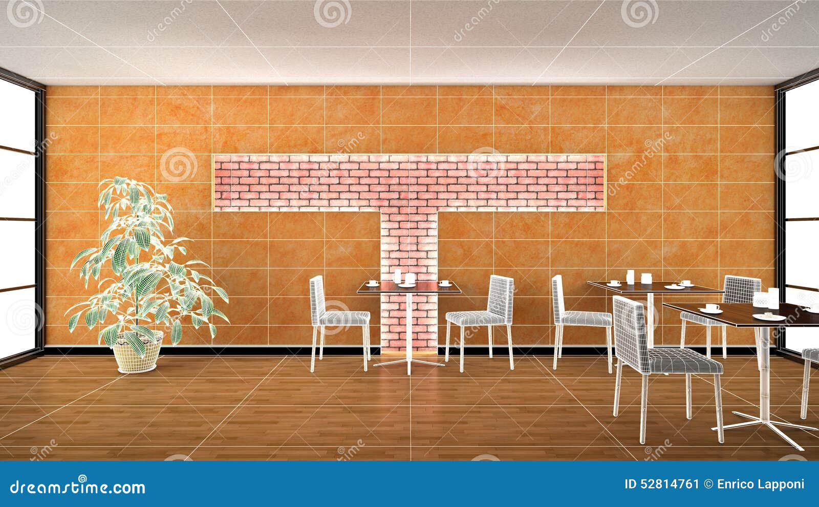 Interior Rendering of a Bar Stock Illustration - Illustration of public ...