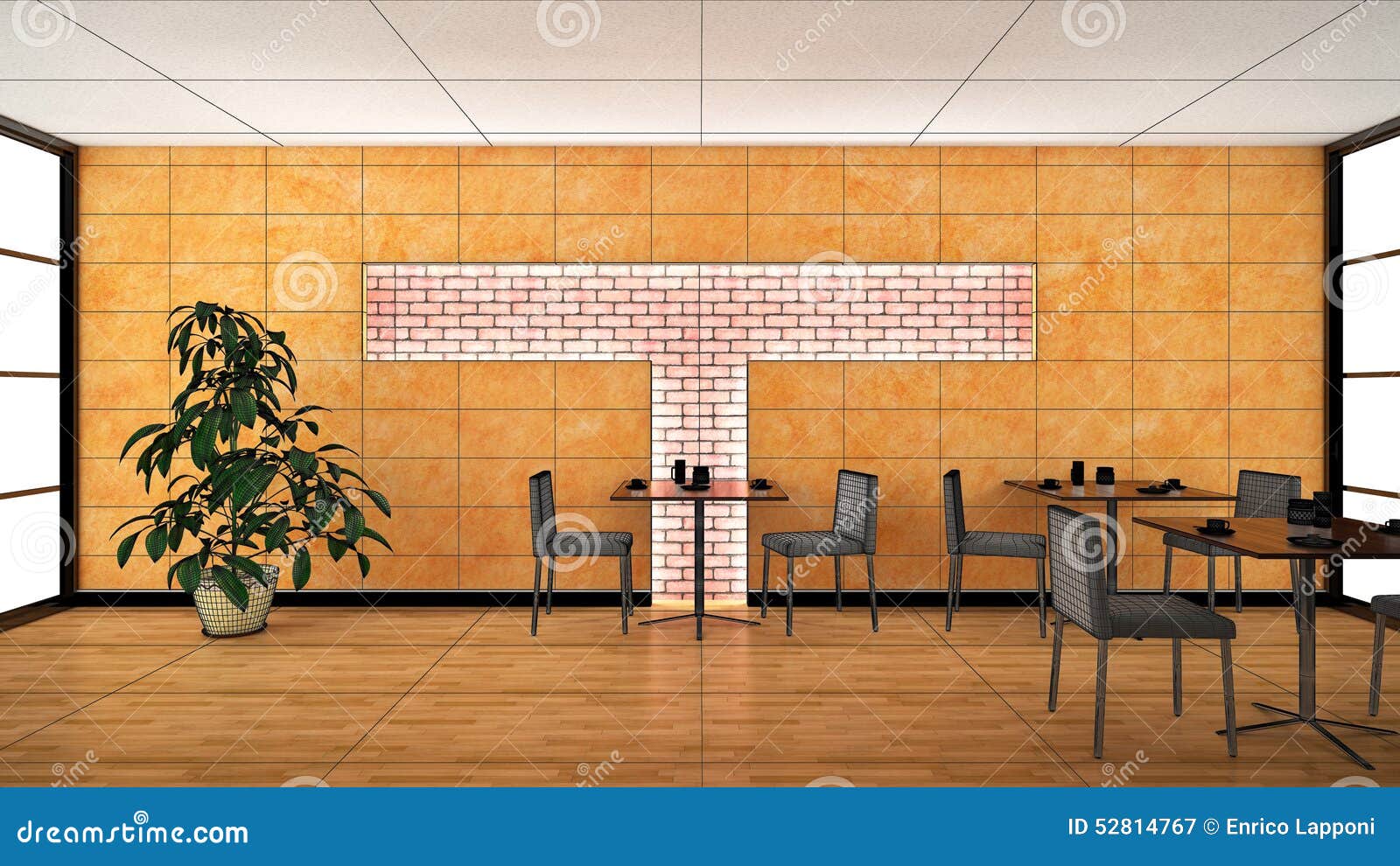 Interior Rendering of a Bar Stock Illustration - Illustration of ...