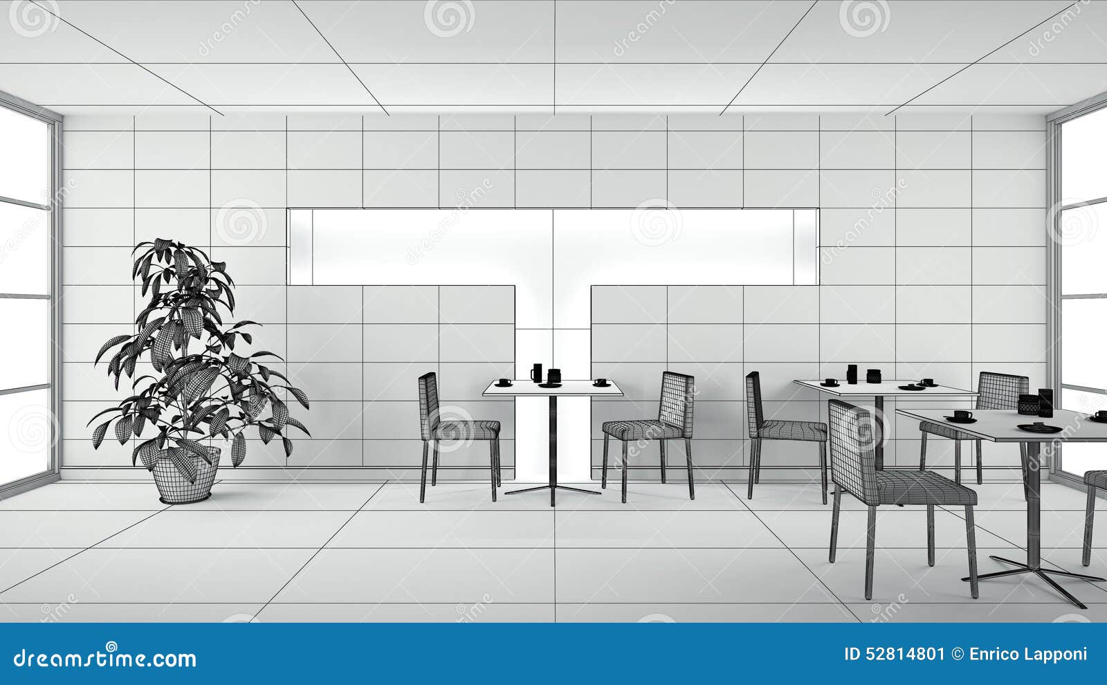 Interior Rendering of a Bar Stock Illustration - Illustration of ...