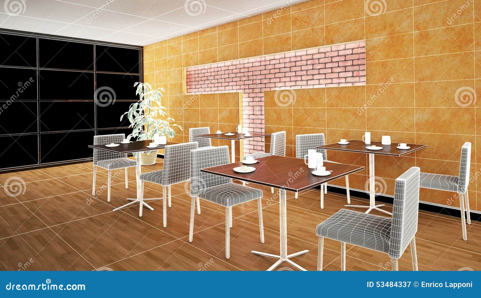 Interior Rendering of a Bar Stock Illustration - Illustration of ...