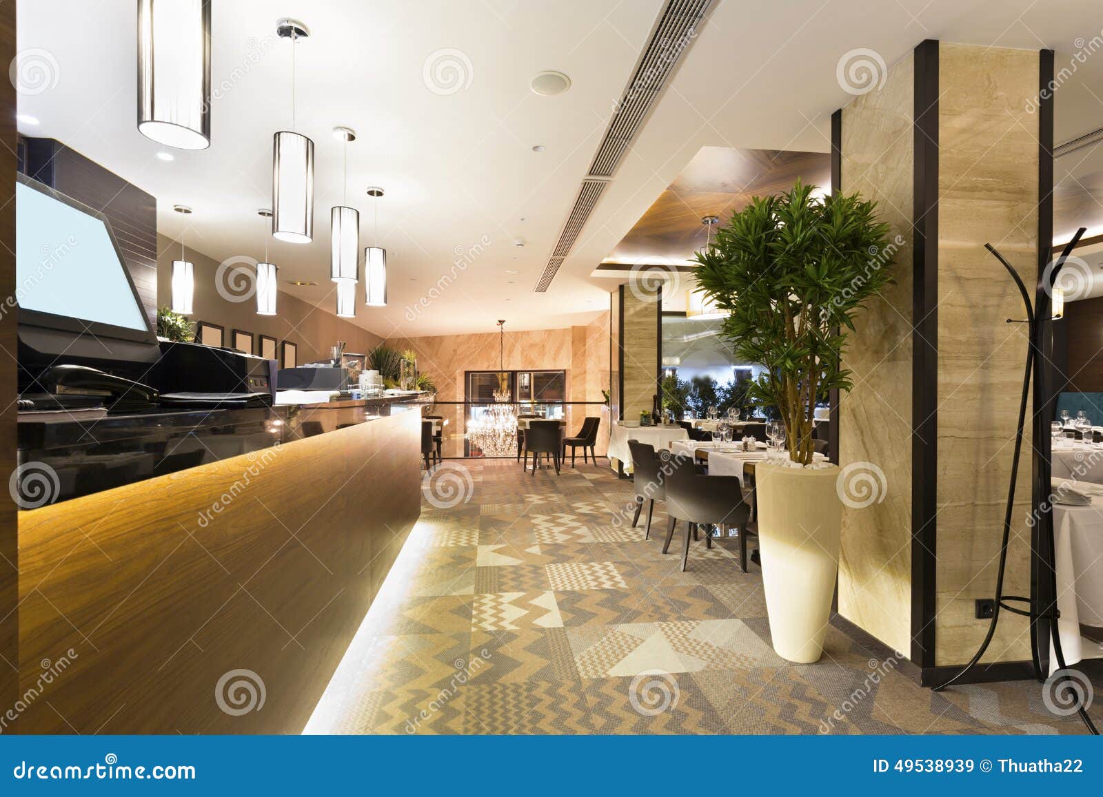 Interior of a Restaurant - Counter Area Stock Image - Image of desk ...