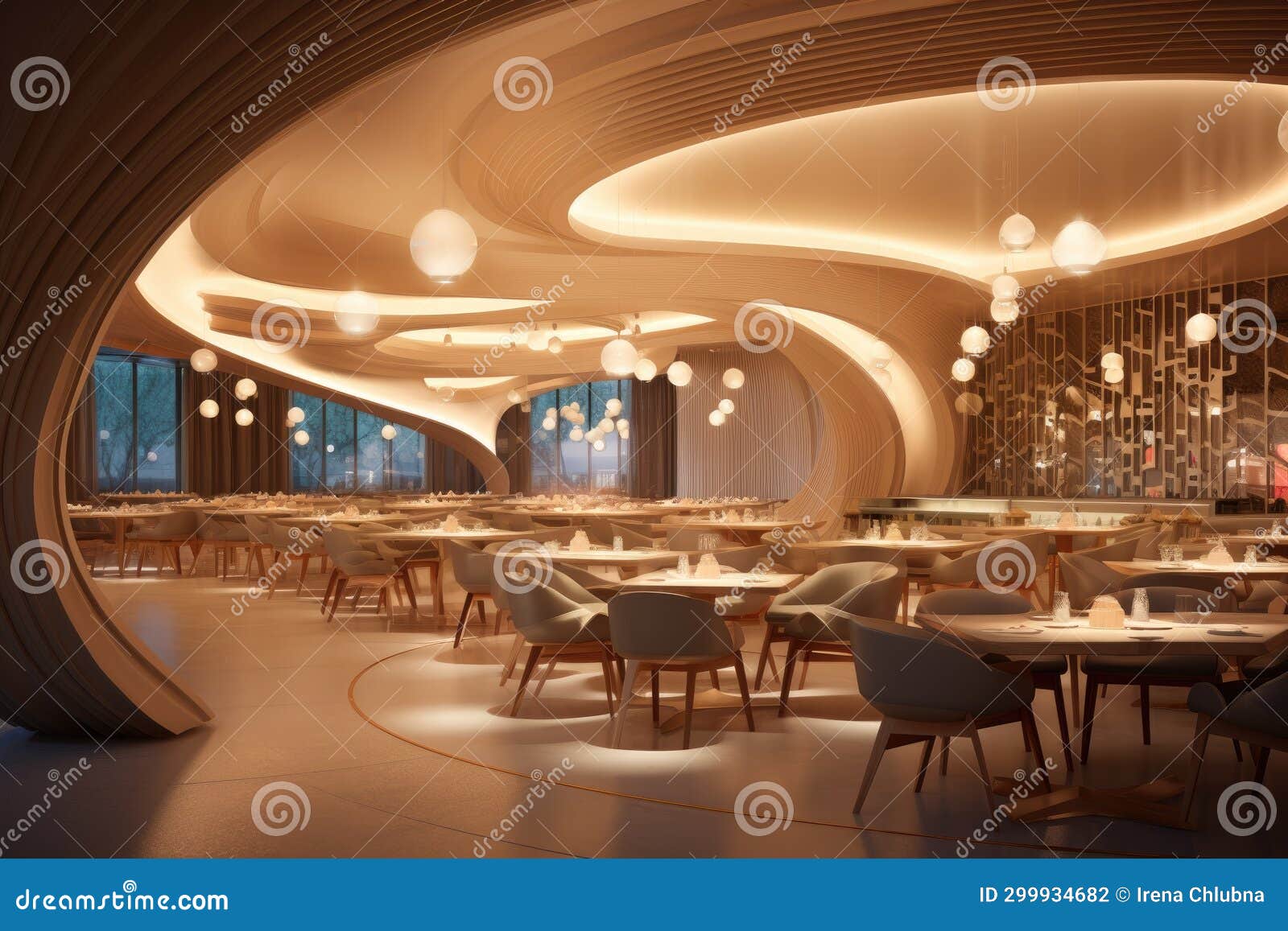 Interior of a Restaurant, Curved Walls Stock Illustration ...
