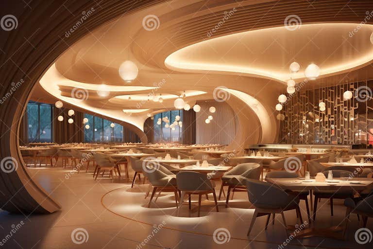 Interior of a Restaurant, Curved Walls Stock Illustration ...