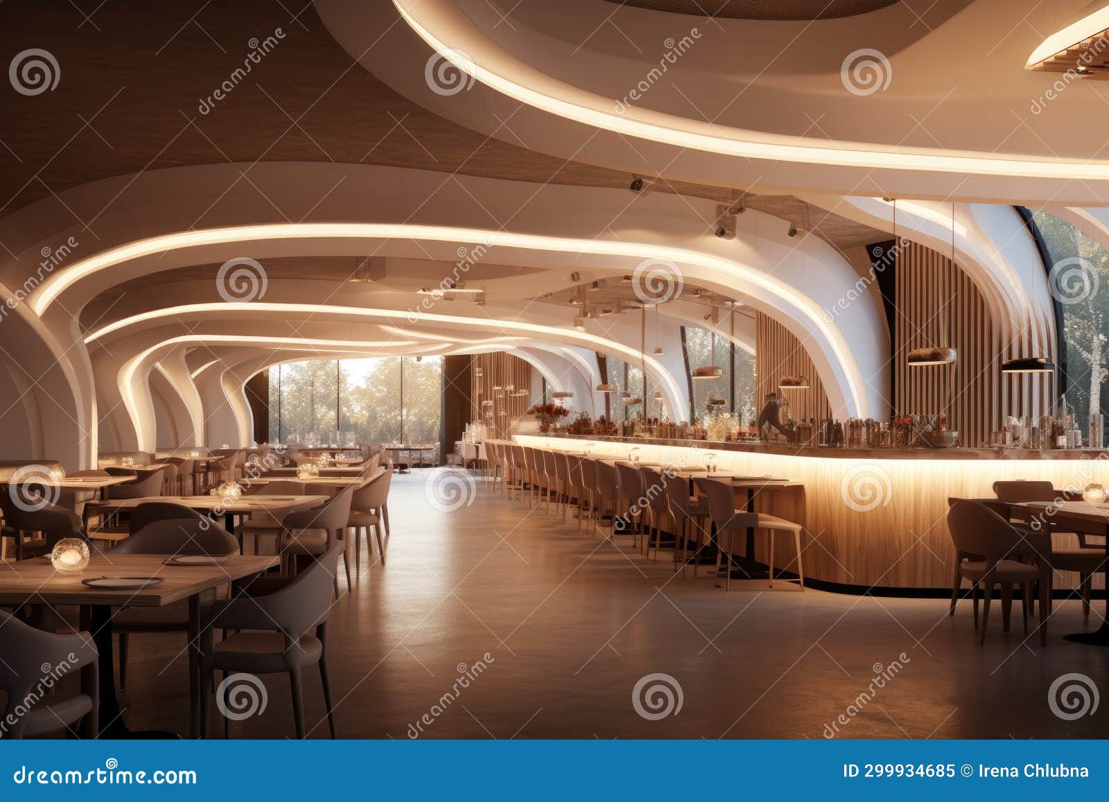 Interior of a Restaurant, Curved Walls Stock Illustration ...