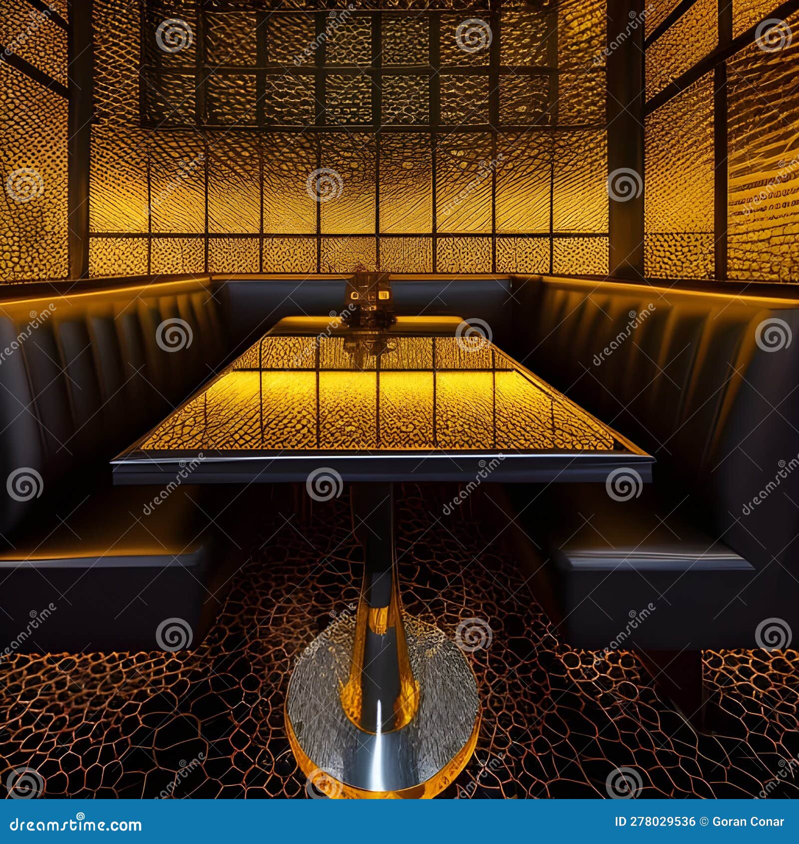 Table in a Golden Restaurant Stock Illustration - Illustration of stage ...