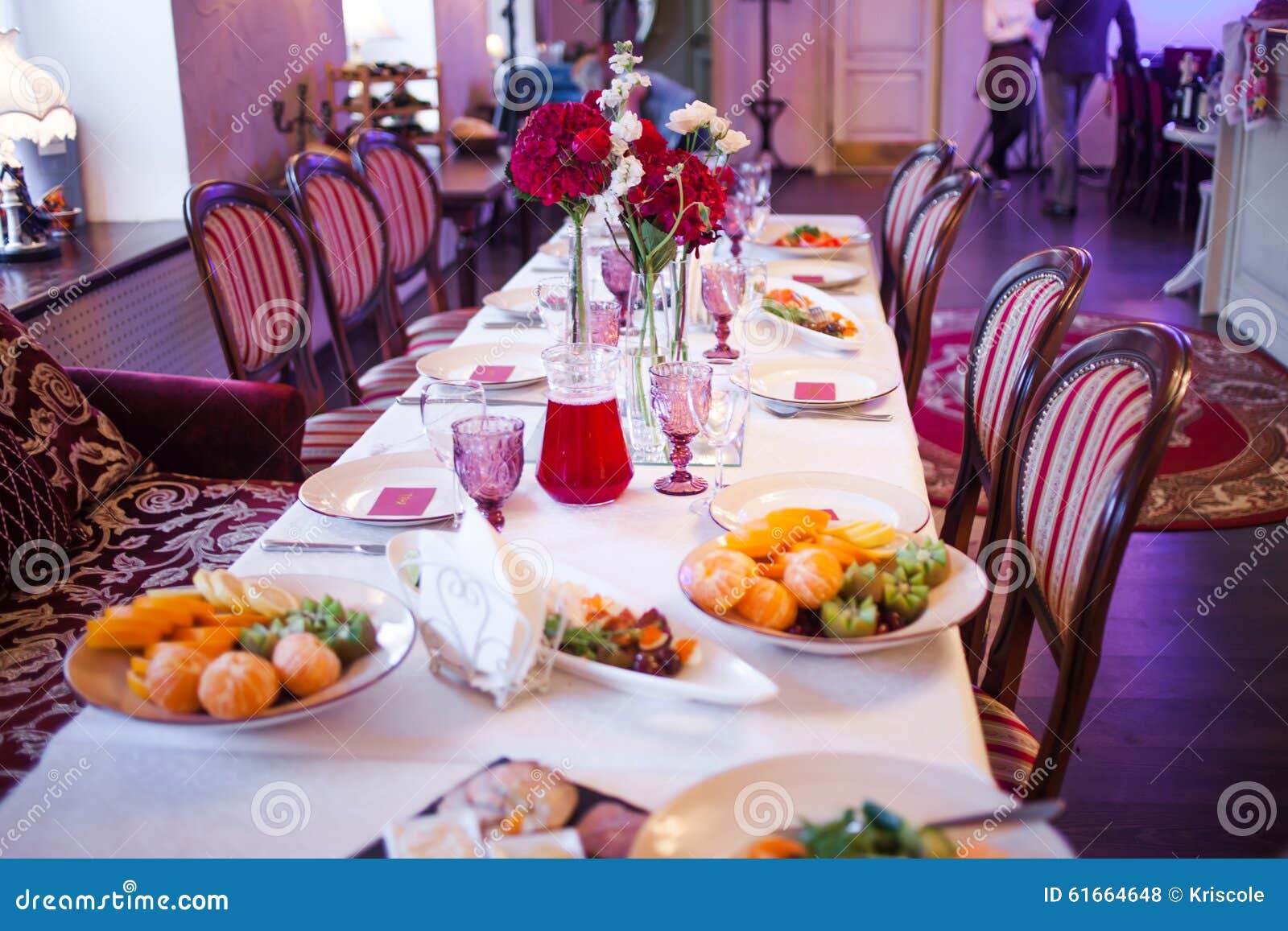 Interior of the Restaurant, Large Table Laid for Stock Photo - Image of ...