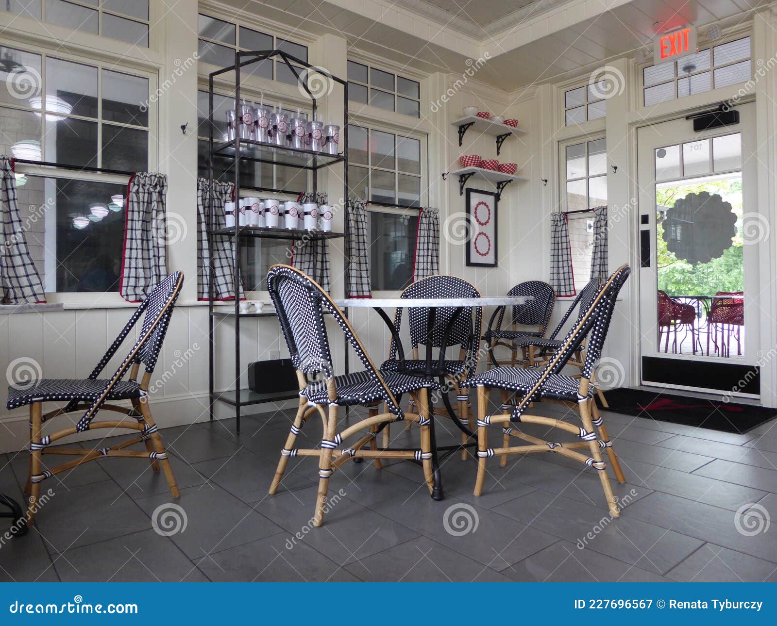 Interior of a Restaurant with Pattern Design of White, Black and Red ...