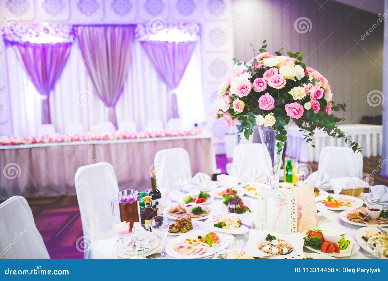 Interior of a Restaurant Prepared for Wedding Ceremony Stock Photo ...