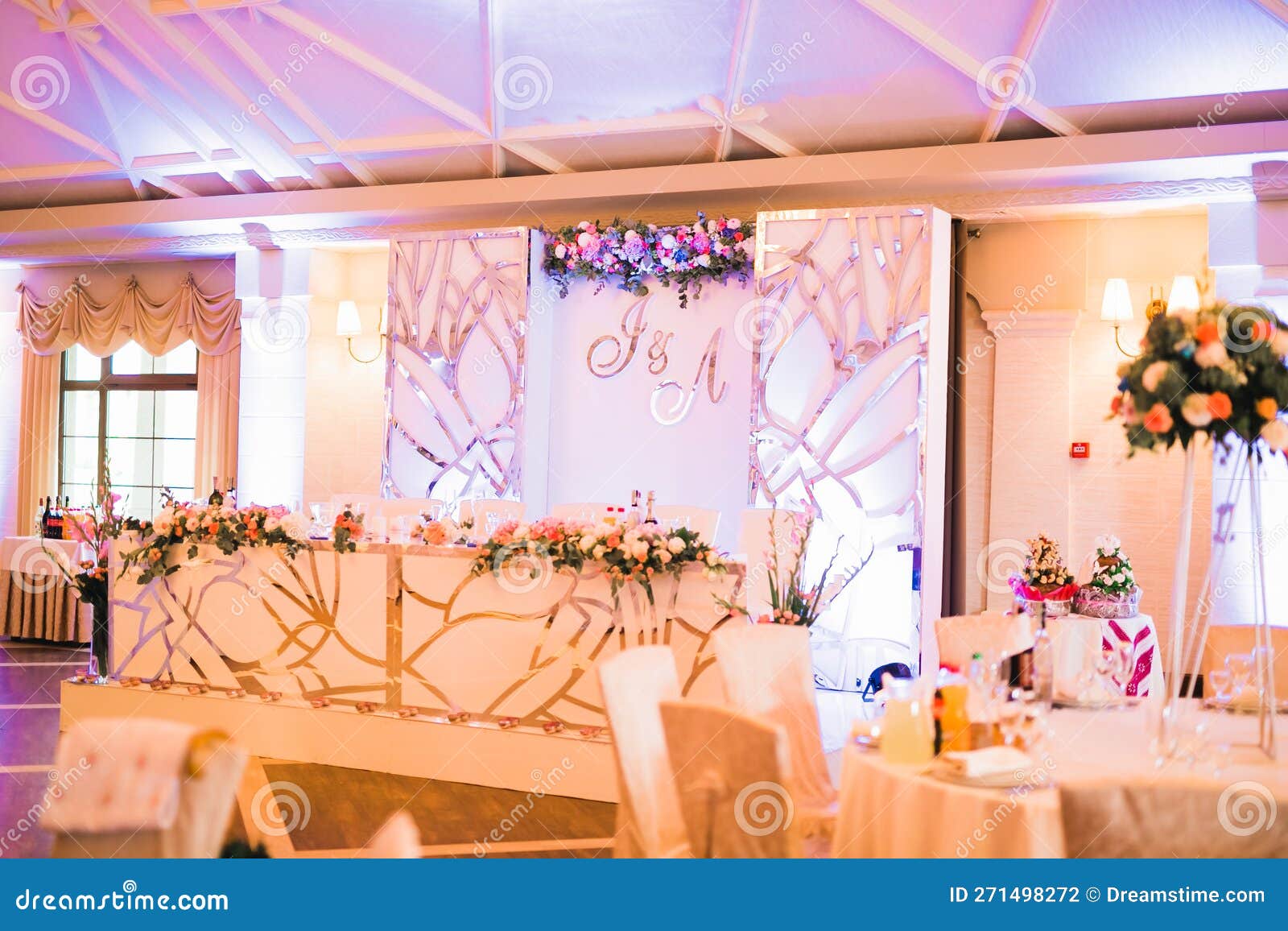 Interior of a Restaurant Prepared for Wedding Ceremony Stock Photo ...