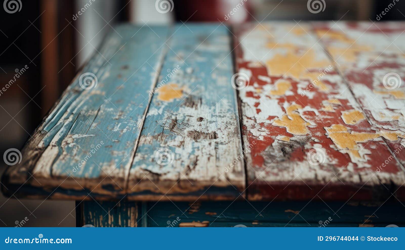Vintage Wool Table with Rustic Charm and Peeling Paint Stock ...