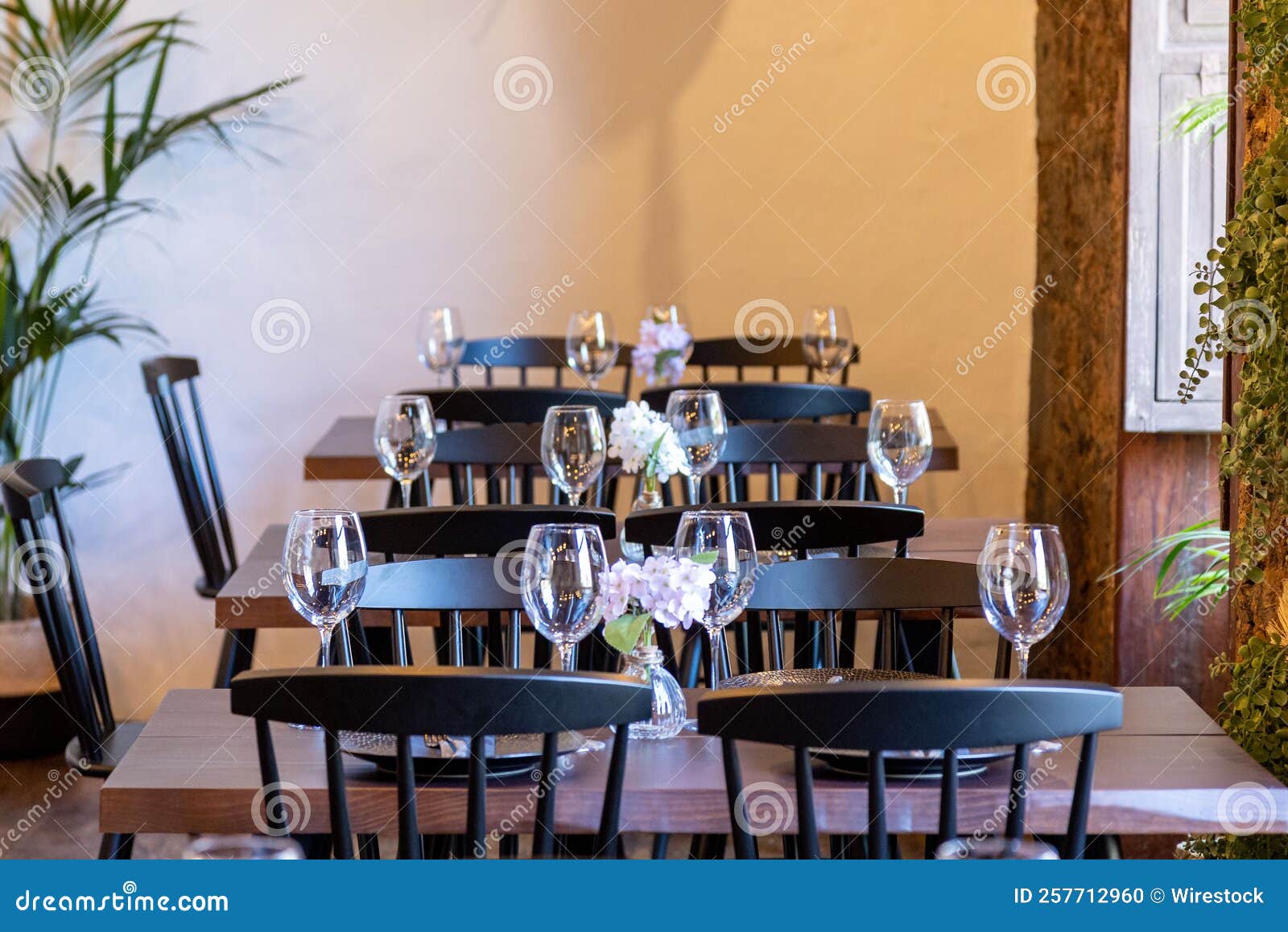 Interior of a Restaurant with Tables Ready To Be Served Stock Photo ...